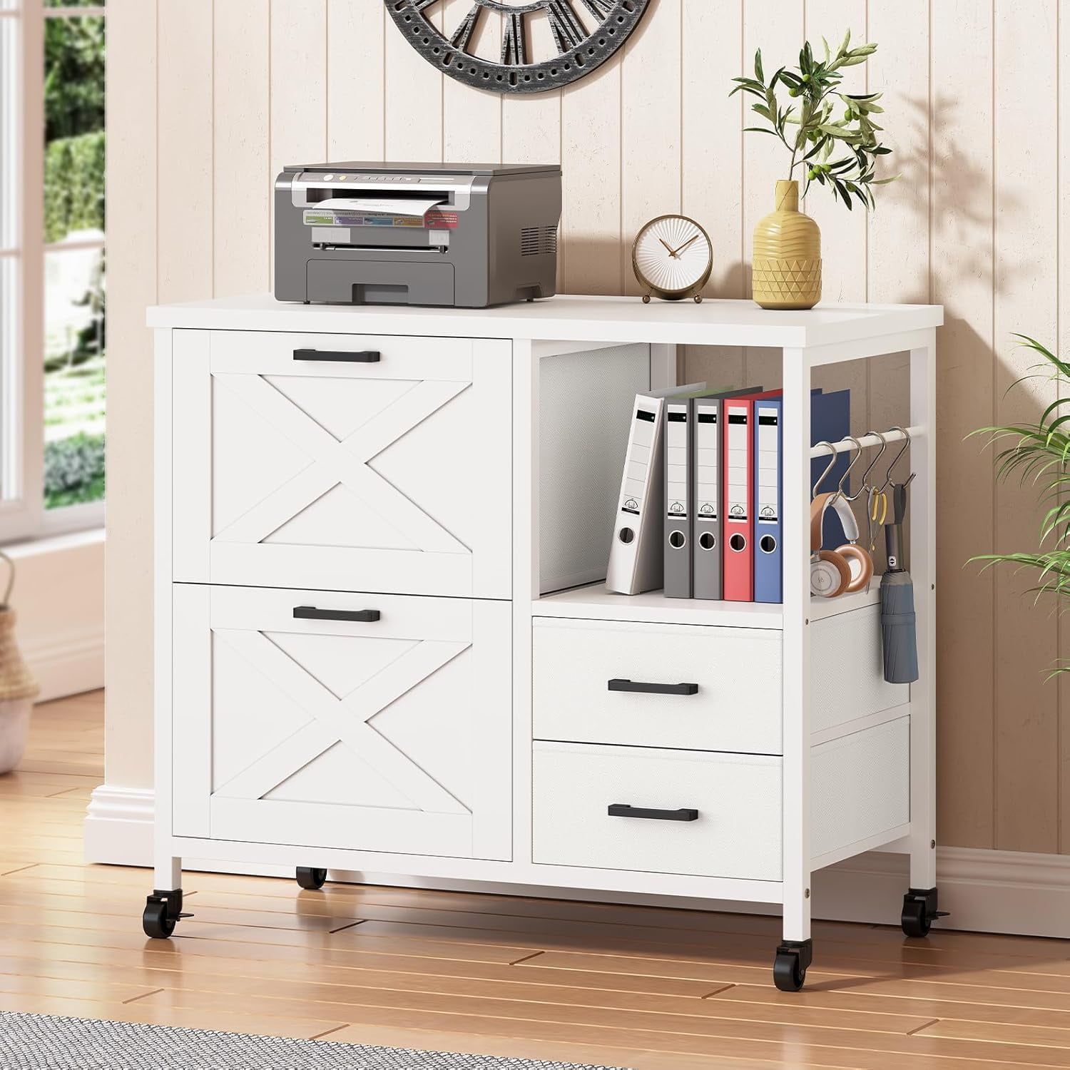Vertical File Cabinet with 4 File Drawers and Lock, Filing Cabinet with ...