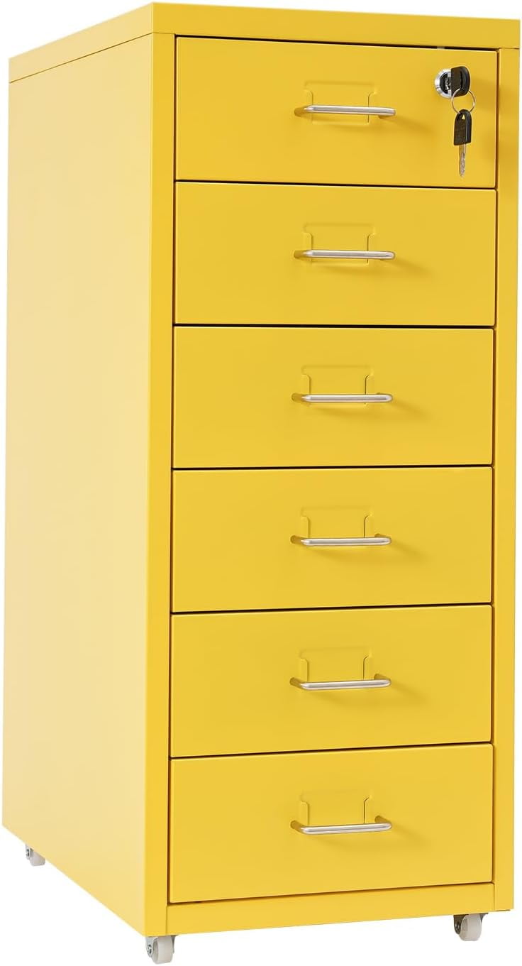 Vertical File Cabinet with 6 Drawers,Rolling Filing Cabinets for Home ...