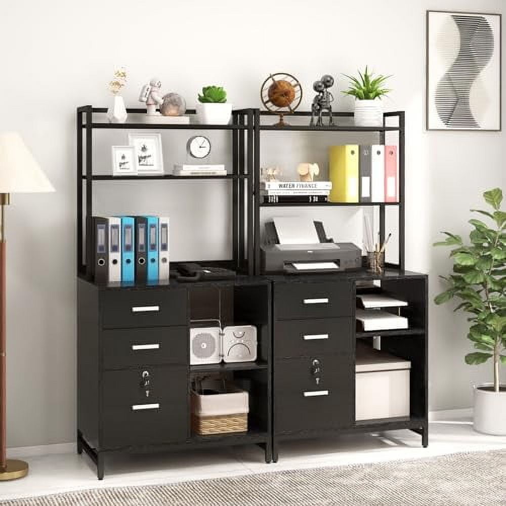 Vertical File Cabinet with Charging Station, 3 Drawer Filing Cabinet ...