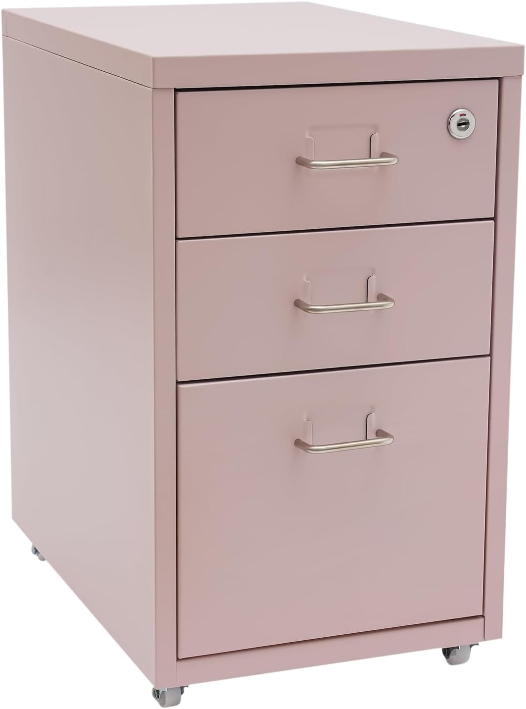 Vertical File Cabinet, Metal Mobile File Cabinet with Lock Pink Filing ...