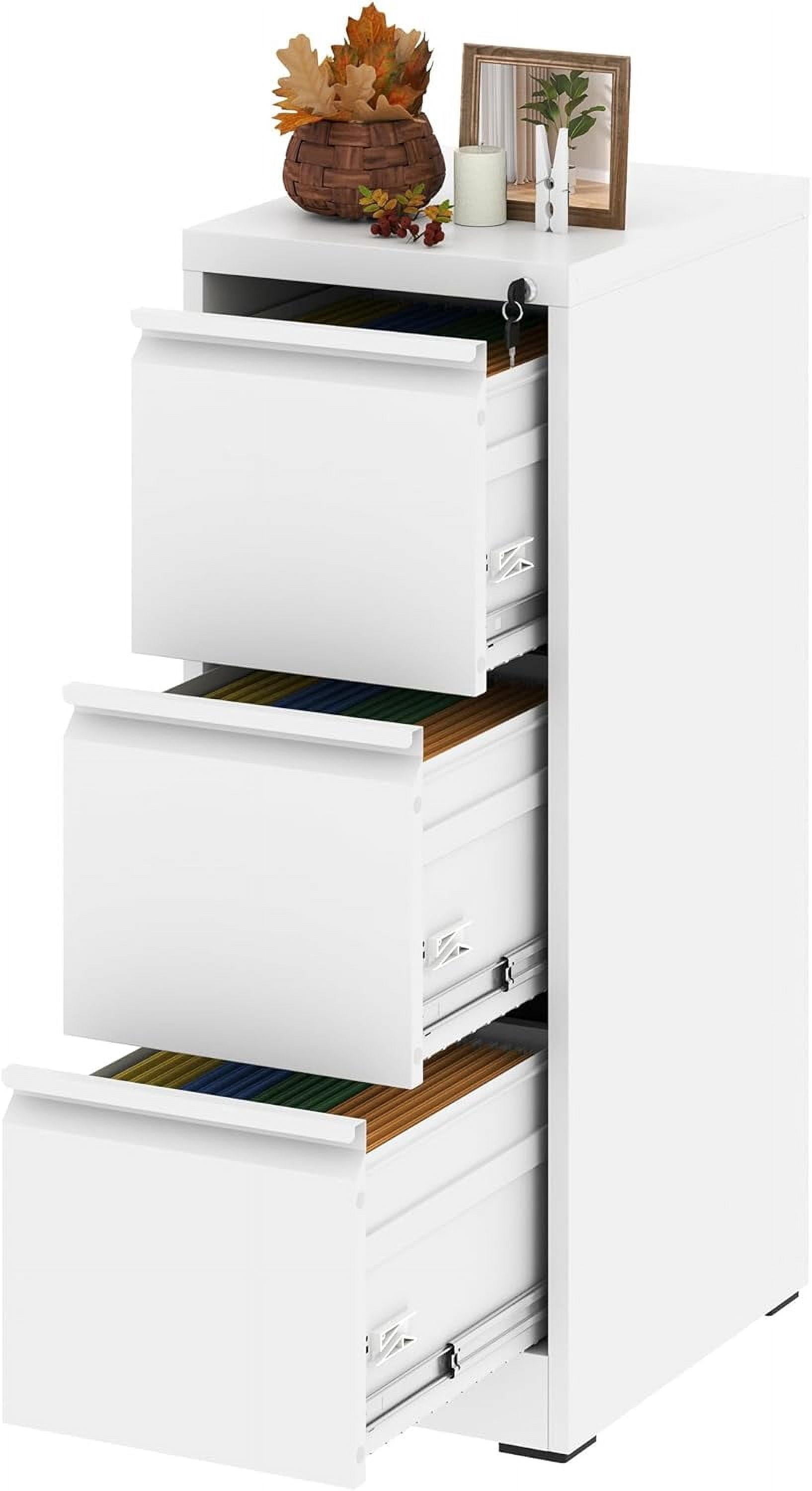 Vertical File Cabinet with Drawer, 3 Drawer File Cabinet with Lock ...