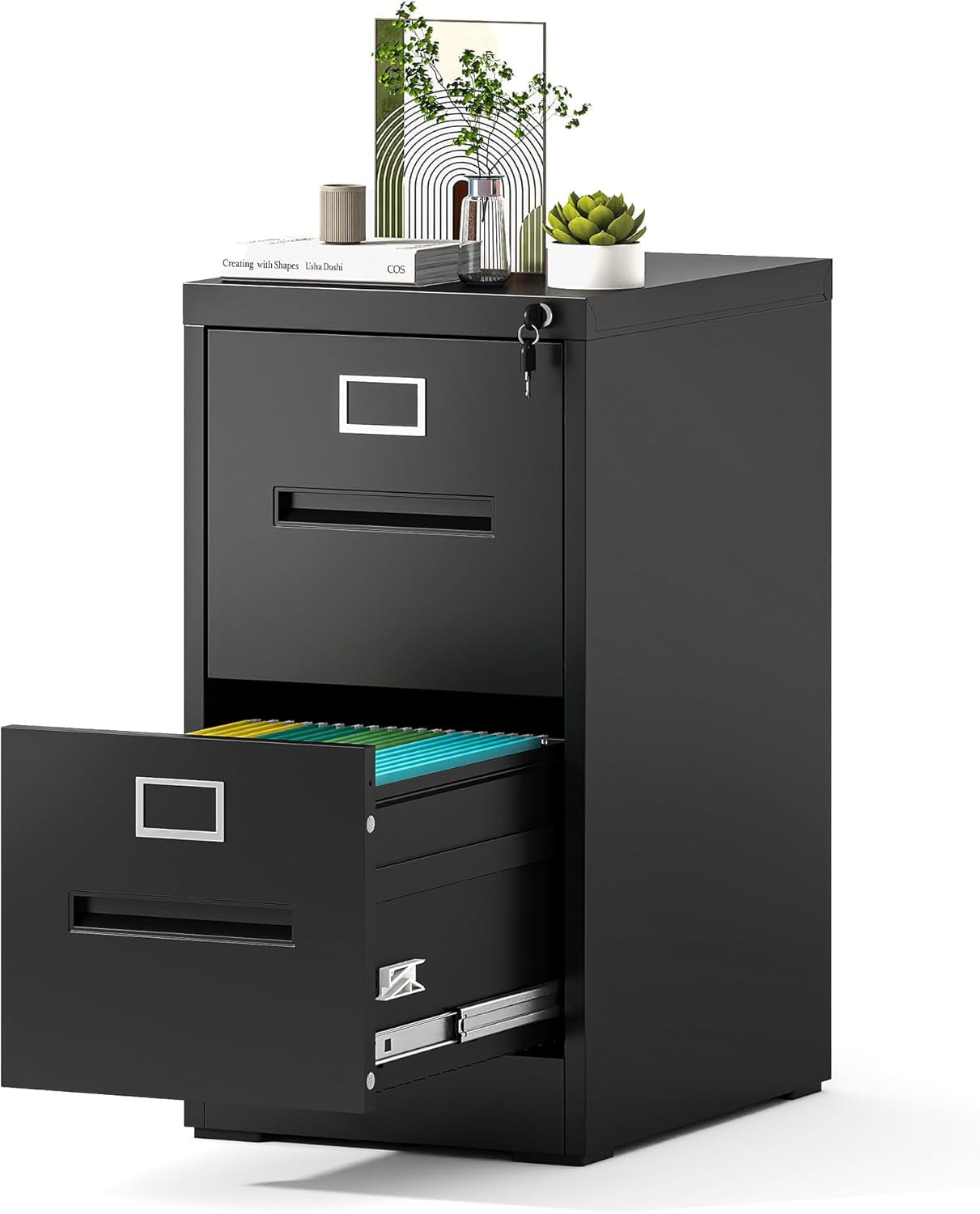 Vertical File Cabinet with Lock: Metal Locking Filing Storage Cabinet ...