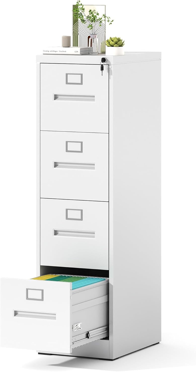 Vertical File Cabinet with Lock: Metal Locking Filing Storage for Home ...