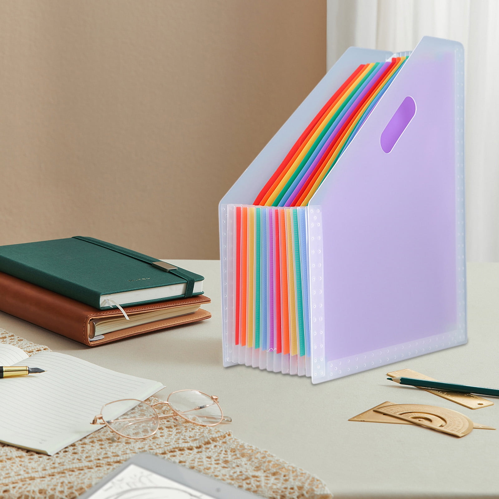 Vertical File Organizer A4 Large Capacity | Slanted Desk Document Rack ...