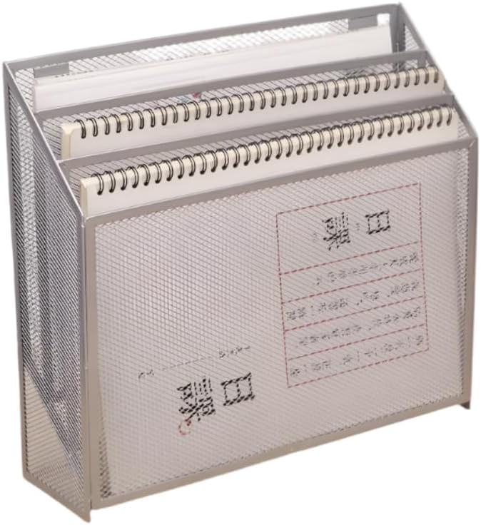 Vertical File Storage, Desktop Organizer, Workspace, Office Silver 3 ...