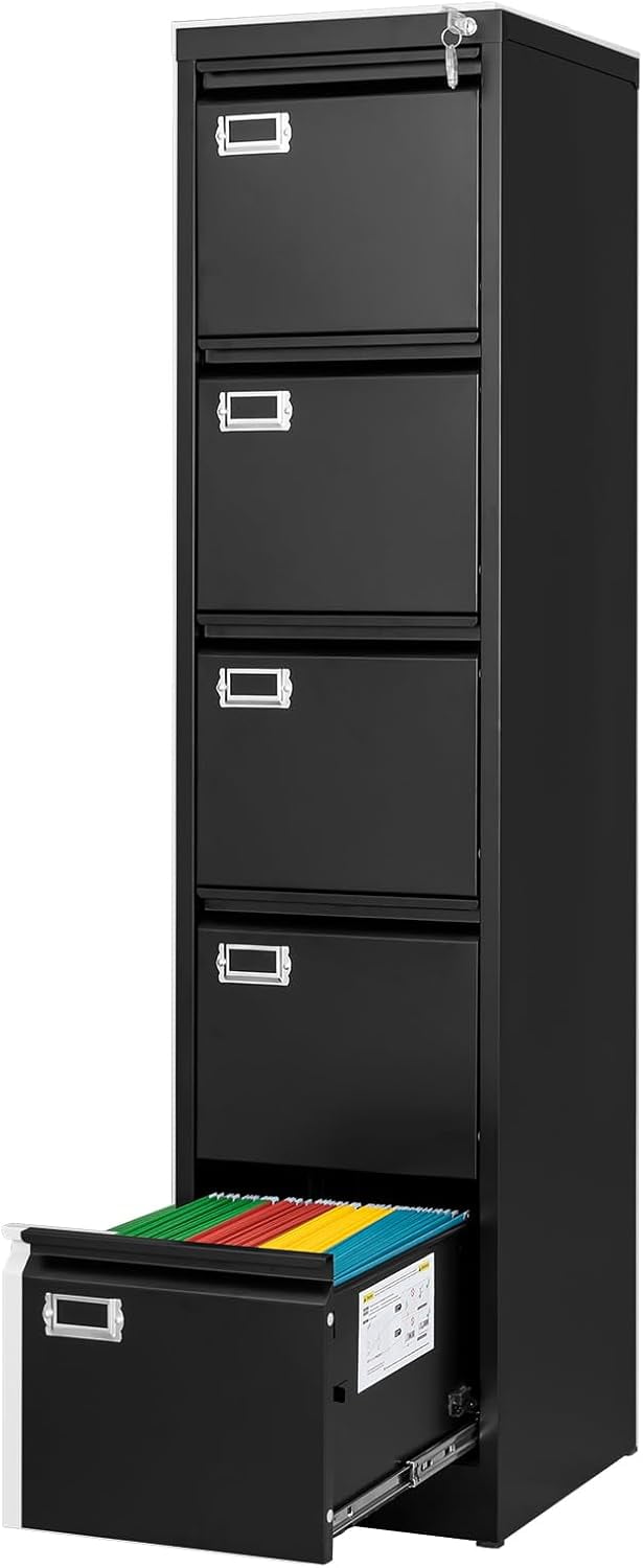 Vertical Filing Cabinet: Steel Lockable Storage Cabinet for Home Office ...