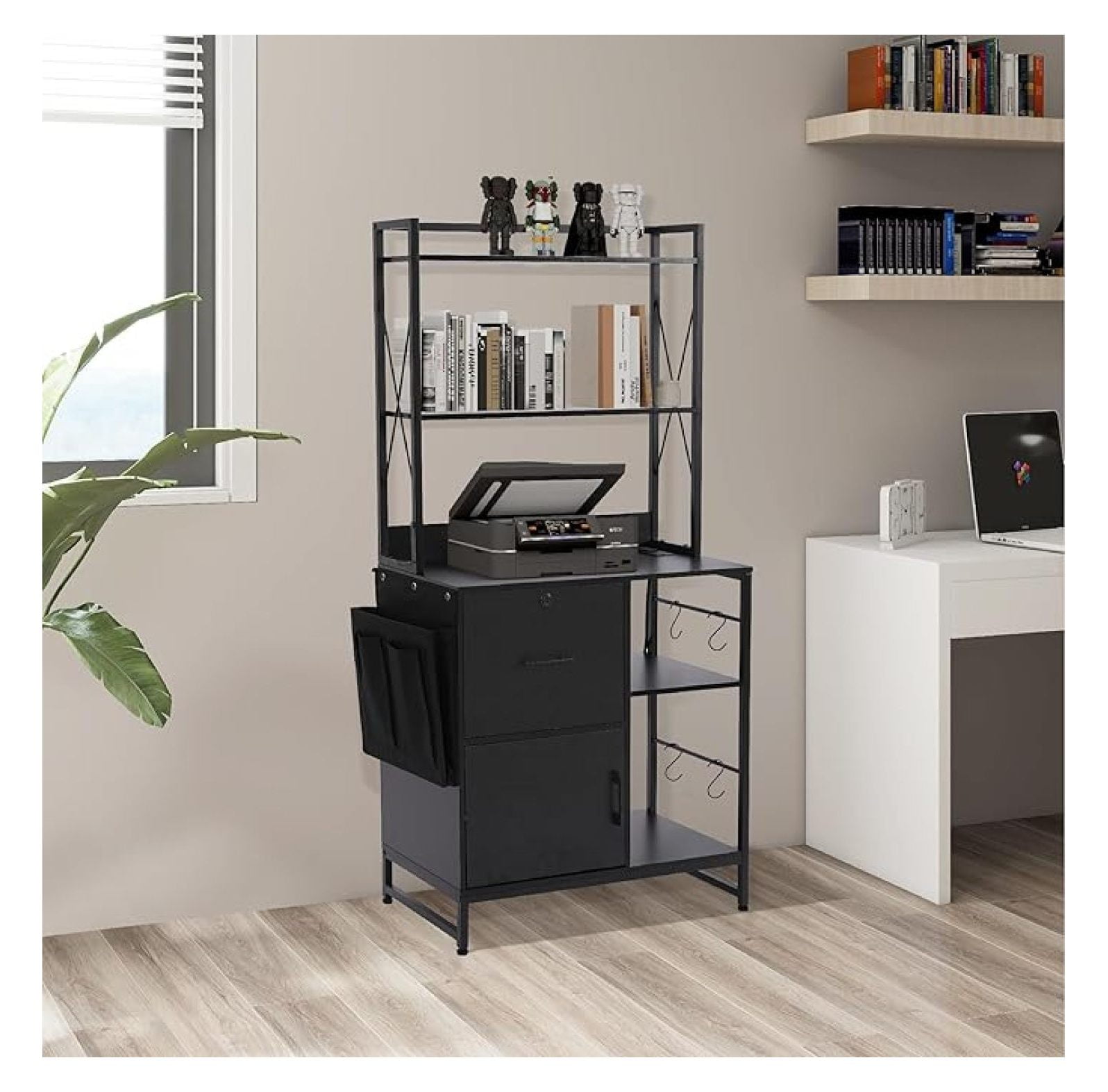 Vertical Filing Cabinet with Shelves, File Cabinet with Lock & Charging ...