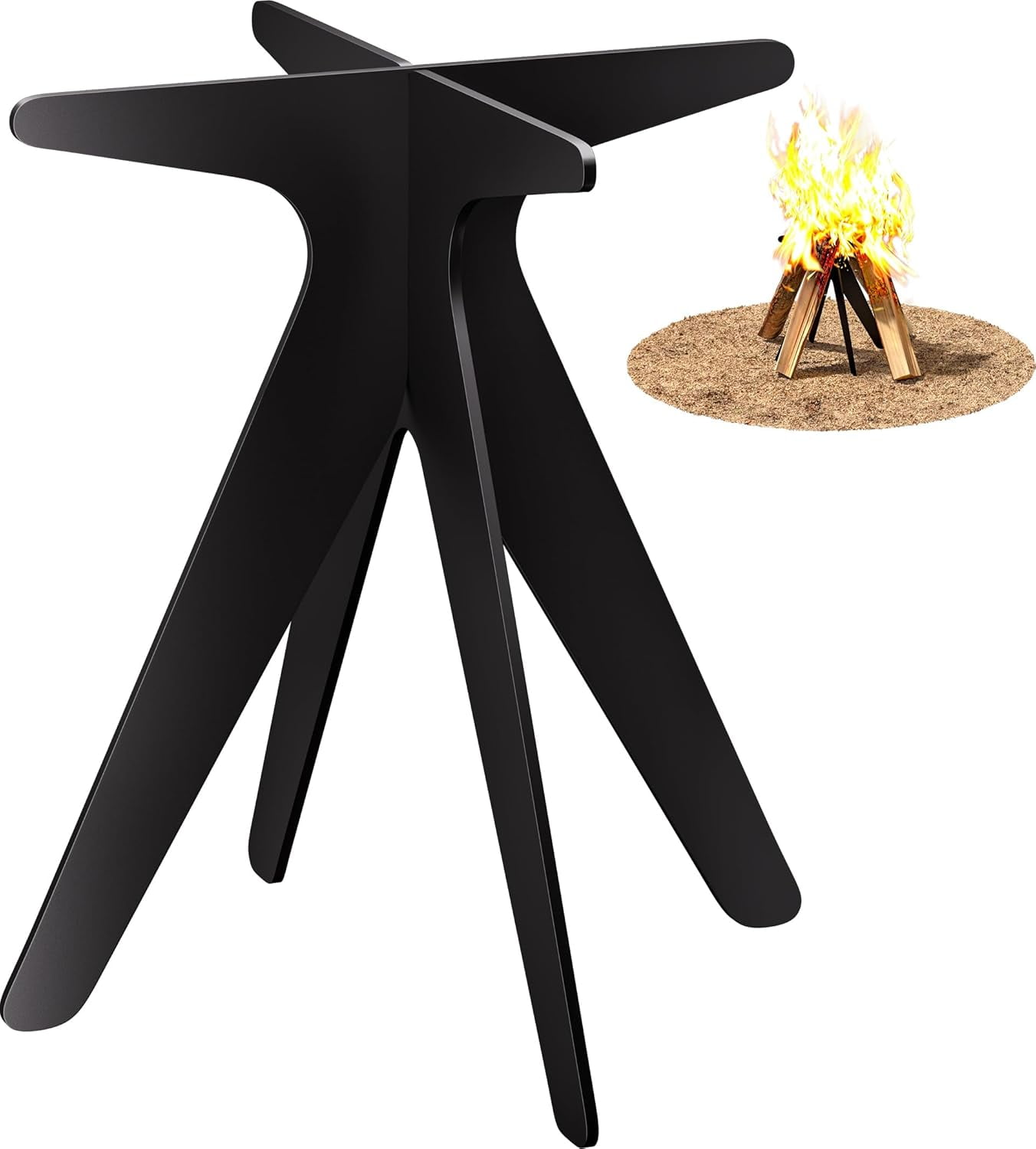 Vertical Fire Pit Grate, Metal Portable Fire Place Log Grate, 12 Inch ...