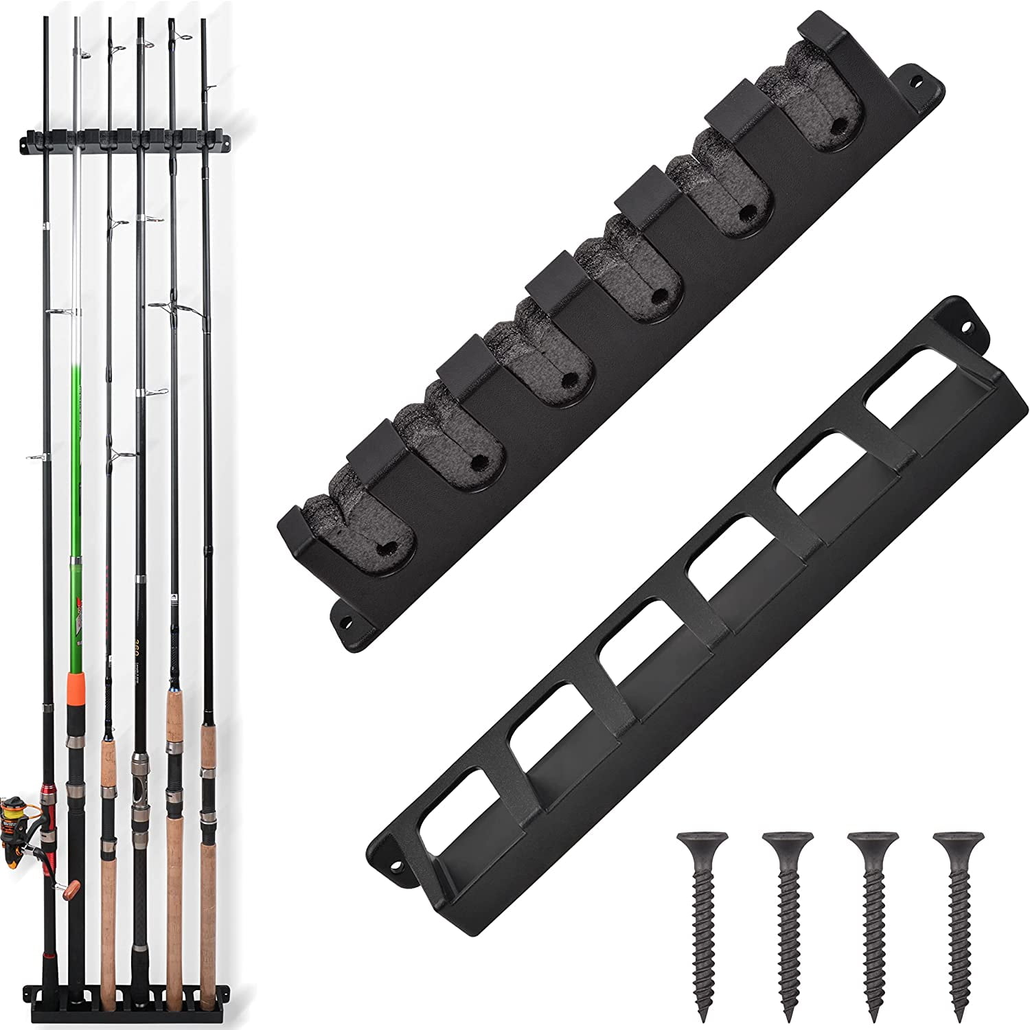 Vertical Fishing Rod Rack, Fishing Pole Holder Wall Mount Fishing Pole ...