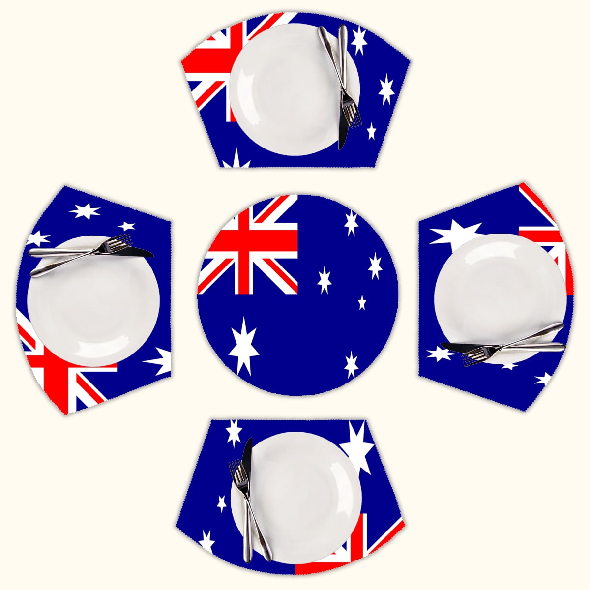 Vertical Flag of Australia Round Table Placemats Set Of 5 Wedge Table ...