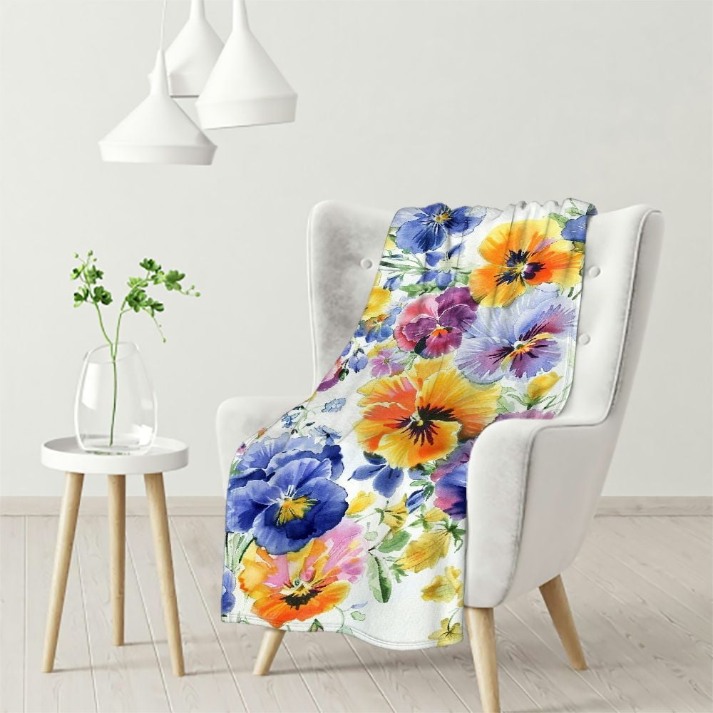 Vertical Flower Floral Super Soft Micro Fleece Blankets Quilt Plush ...
