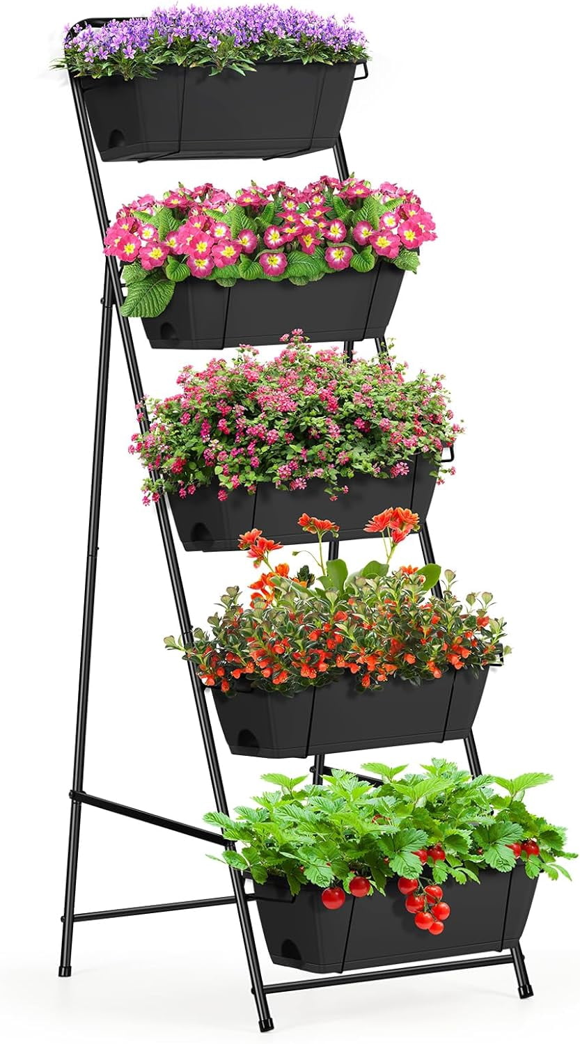 Vertical Garden Planter 5 Tiers Raised Garden Bed Outdoor Standing Herb ...
