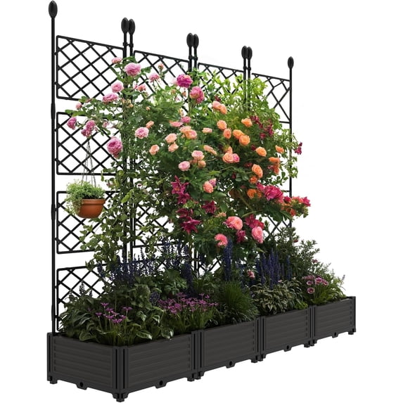 Vertical Garden Planter Box with Trellis - Raised Bed Kit for Patio ...