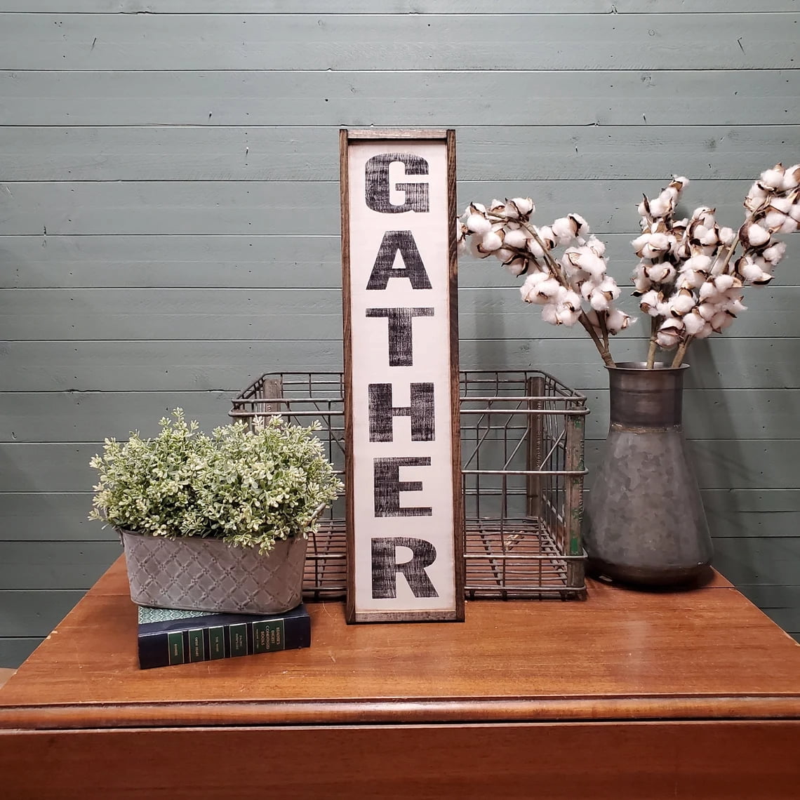 Vertical Gather Sign, Farmhouse Decor, Farmhouse Sign, Vertical Wood ...