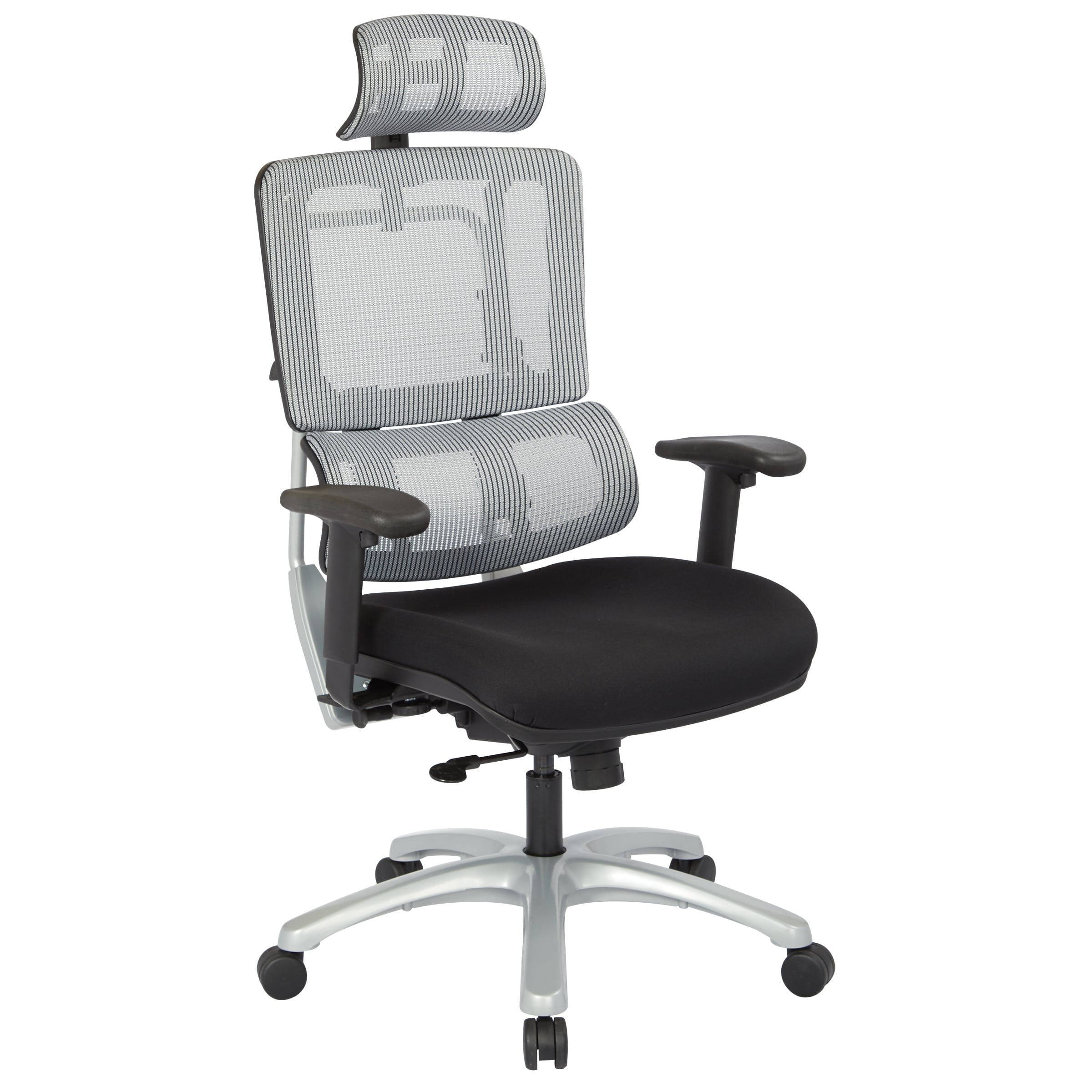Vertical Gray Mesh Back Chair with Silver Base with Headrest - Walmart.com