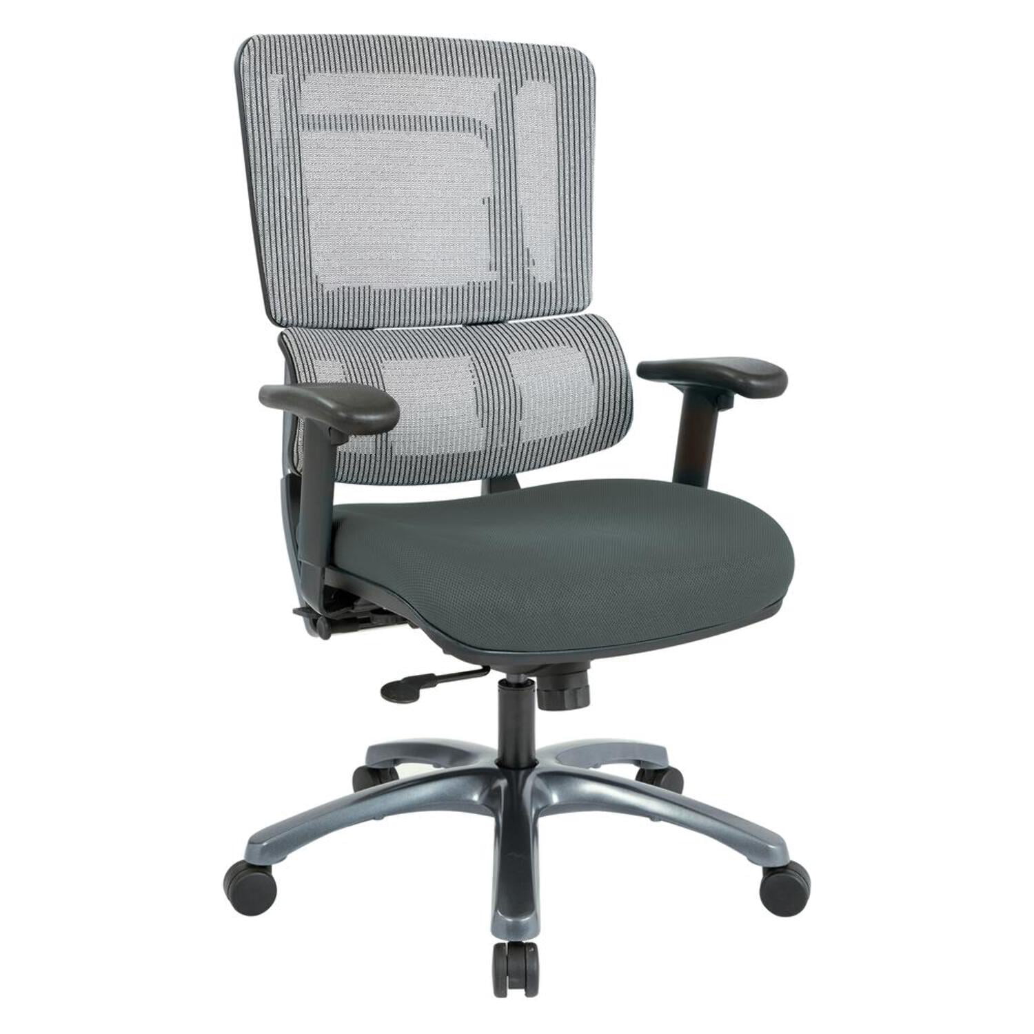 Vertical Gray Mesh Fabric Back Chair with Titanium Base and Gray Mesh ...
