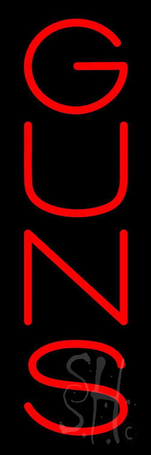 Vertical Guns LED Neon Sign 24 x 8 - inches, Black Square Cut Acrylic ...