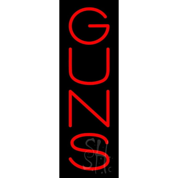 Vertical Guns LED Neon Sign 24 x 8 - inches, Black Square Cut Acrylic ...