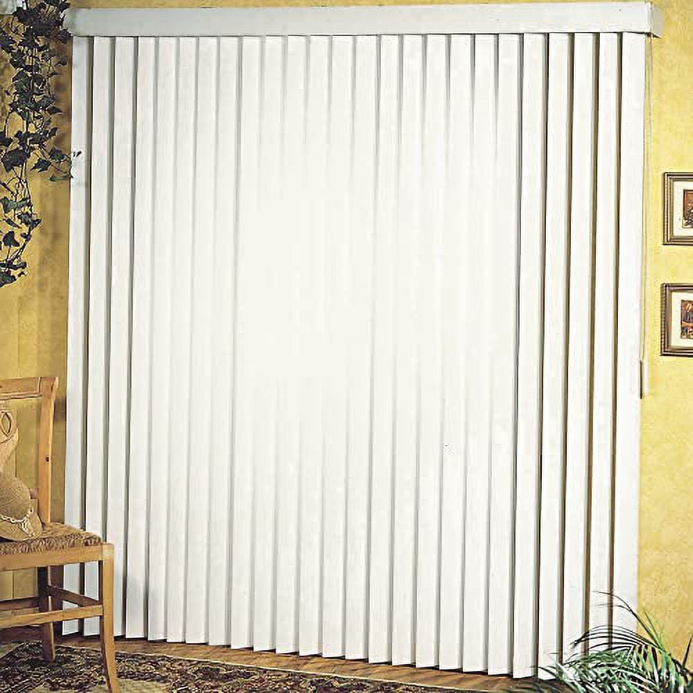 Vertical Hard Window Patio Blinds - Alabaster, 84" L x 78" W Plain & 3 ...
