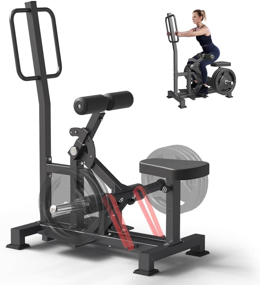 Vertical Hip Thrust Machine with Adjustable Glute Bridge and Band Pegs ...