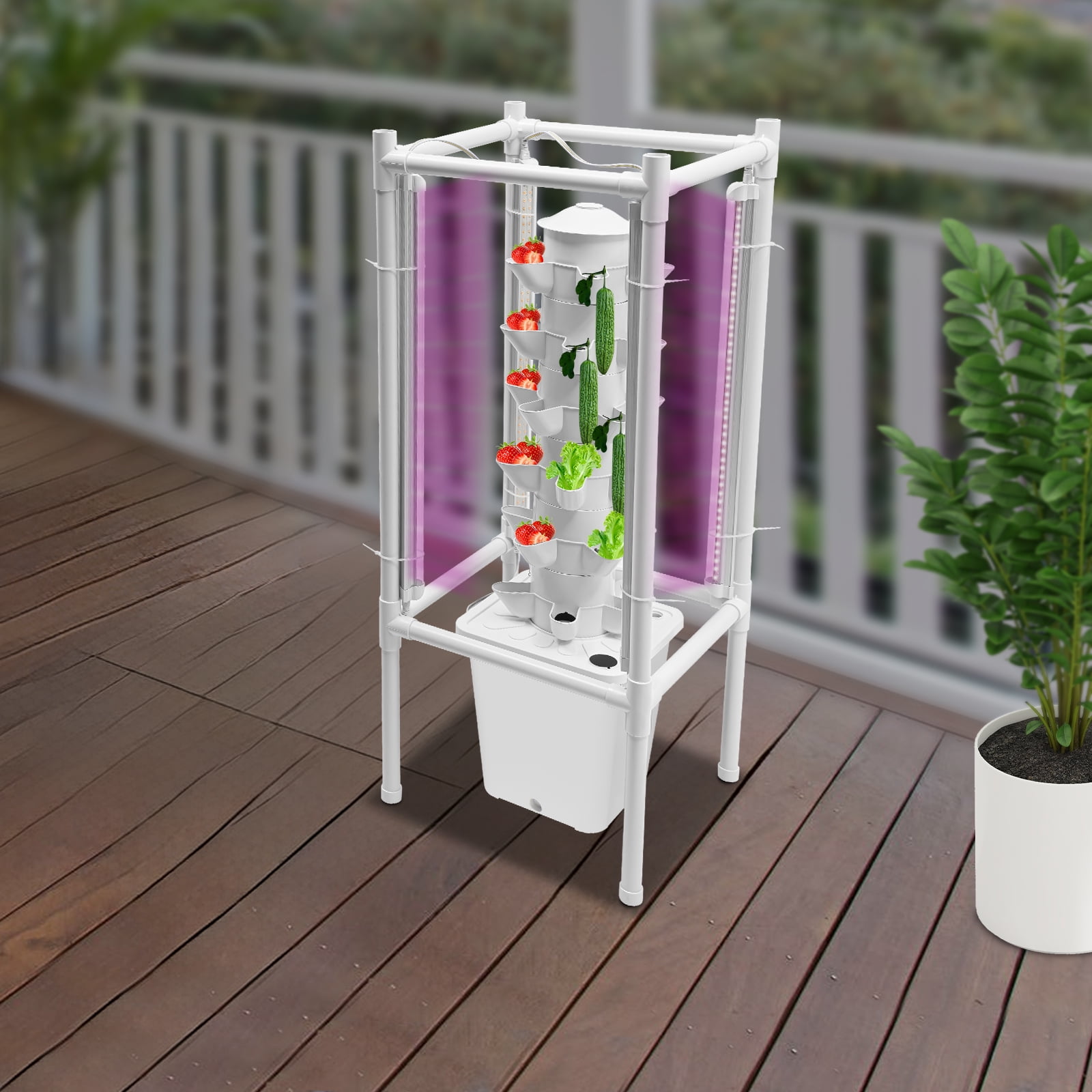 Vertical Hydroponic Grow System, 6-Tier 30-Site with 4 LED Lights ...