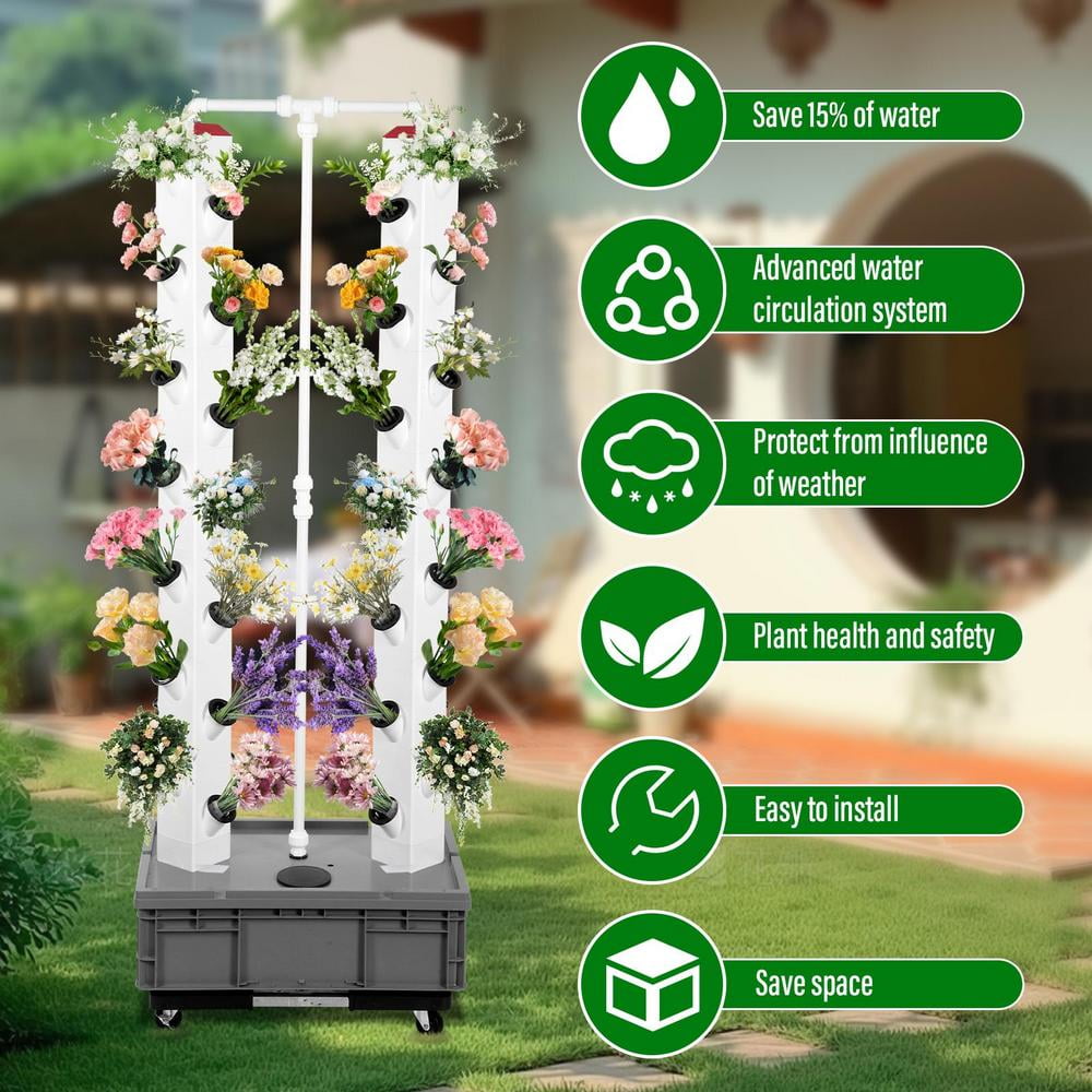 Vertical Hydroponic Grow Tower, Outdoor Indoor Vertical Garden Farming ...