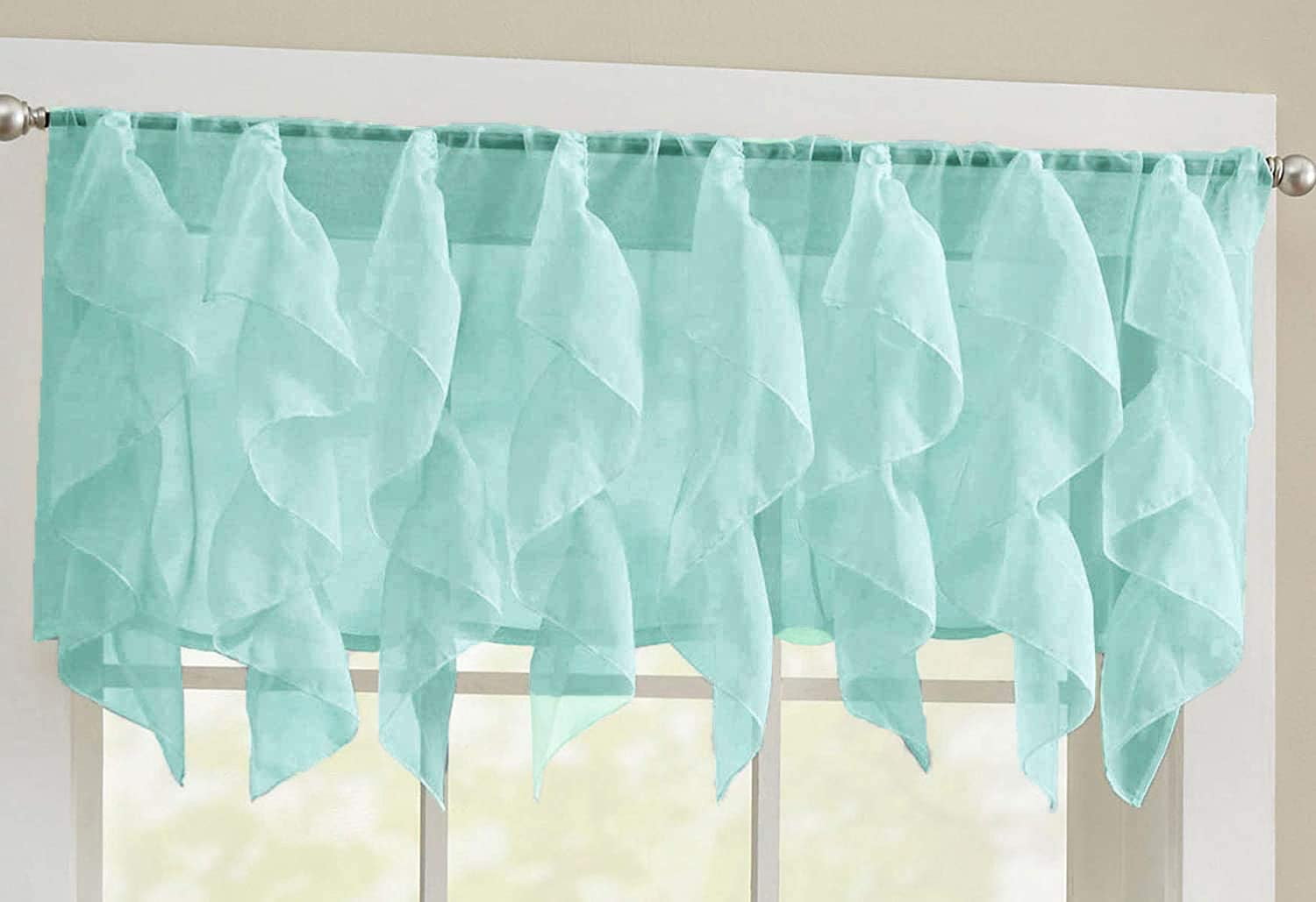 Vertical Kitchen Curtain Sheer Cascade Ruffle Waterfall Window ...