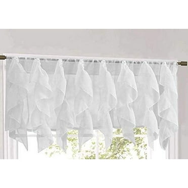 Diamond Home Cascade Window Panel Sheer Voile Vertical Ruffled ...
