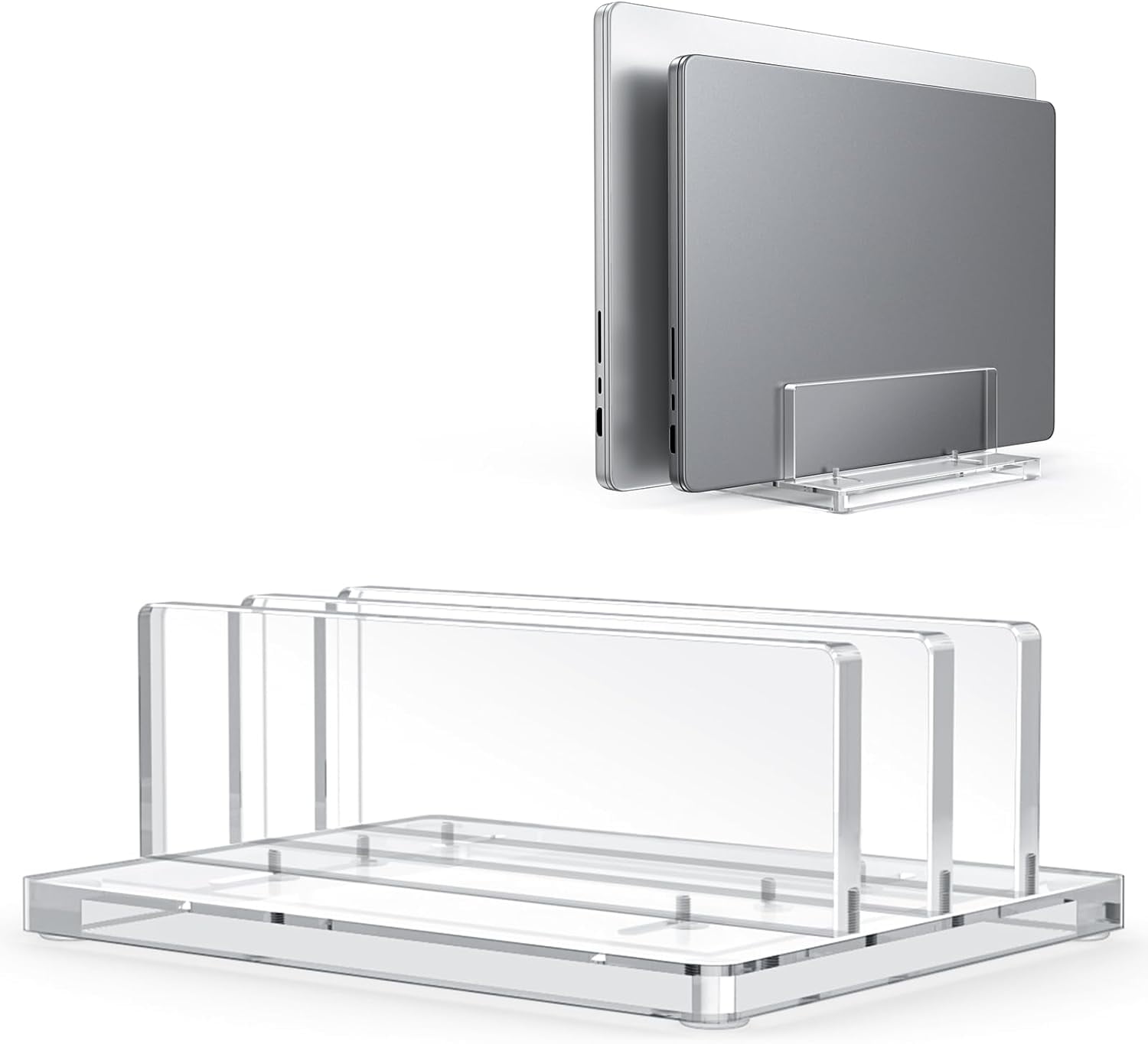 Vertical Laptop Stand for Desk, Acrylic Dual Laptop Holder Desktop ...