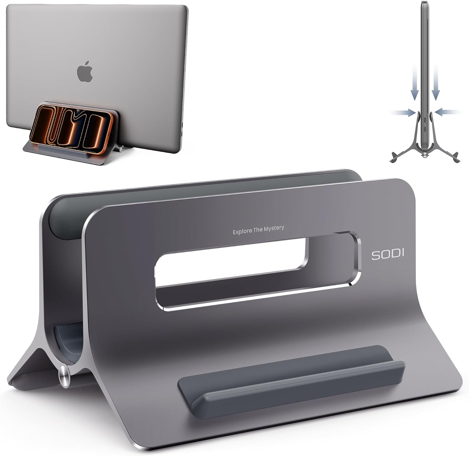 Vertical Laptop Stand for Desk, Gravity Auto Lock MacBook Stand ...