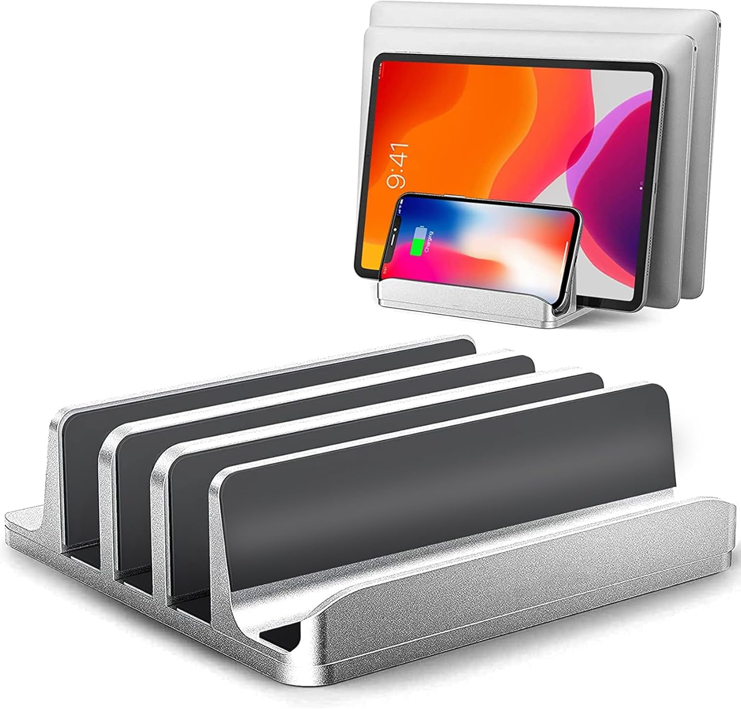 Vertical Laptop Stand [Updated Version],3-Slot Space-Saving Aluminum ...