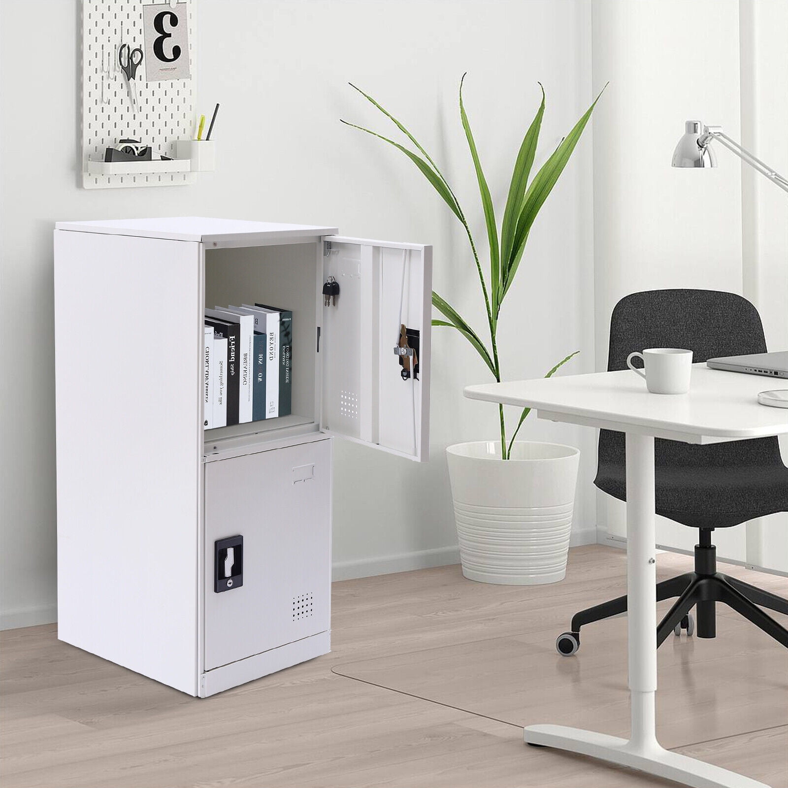 Vertical Locker Padlock Latch 2-Layer Safety Storage Cabinet Large ...