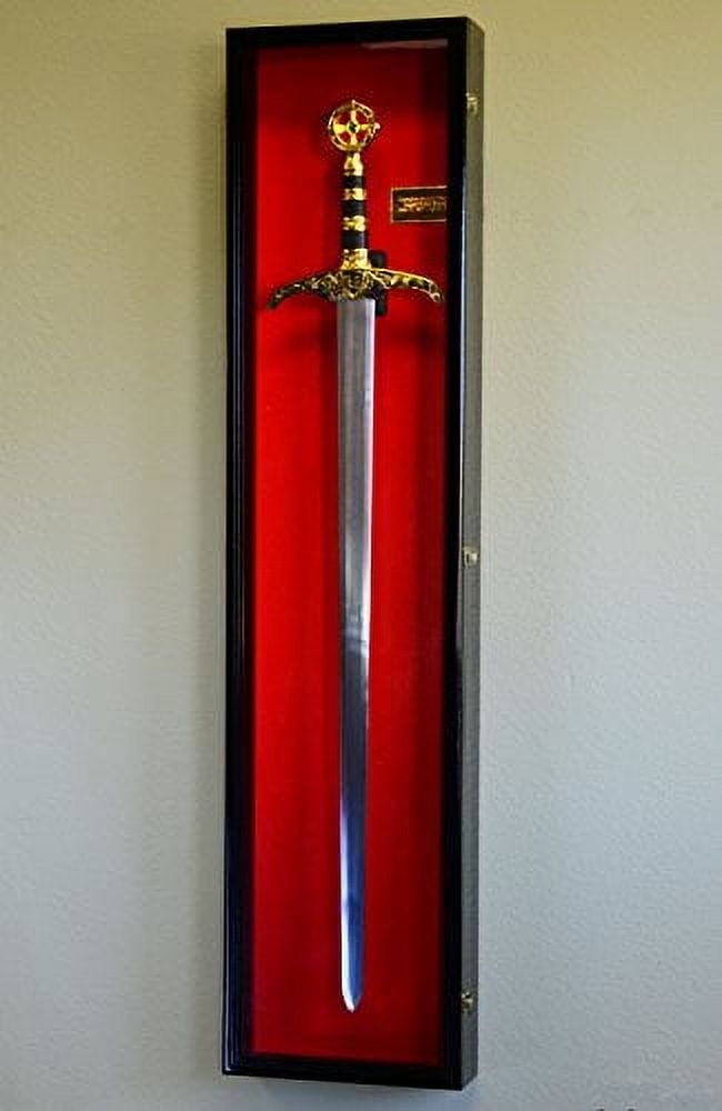 Vertical Long Sword Display Case Cabinet Wall Rack Claymore Long Swords ...