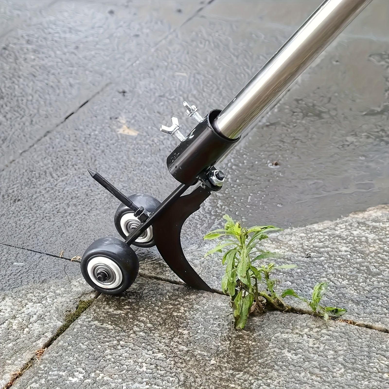 Vertical Manual Weeding Tool with Wheel, 47.24" Metal Pole, Handheld ...
