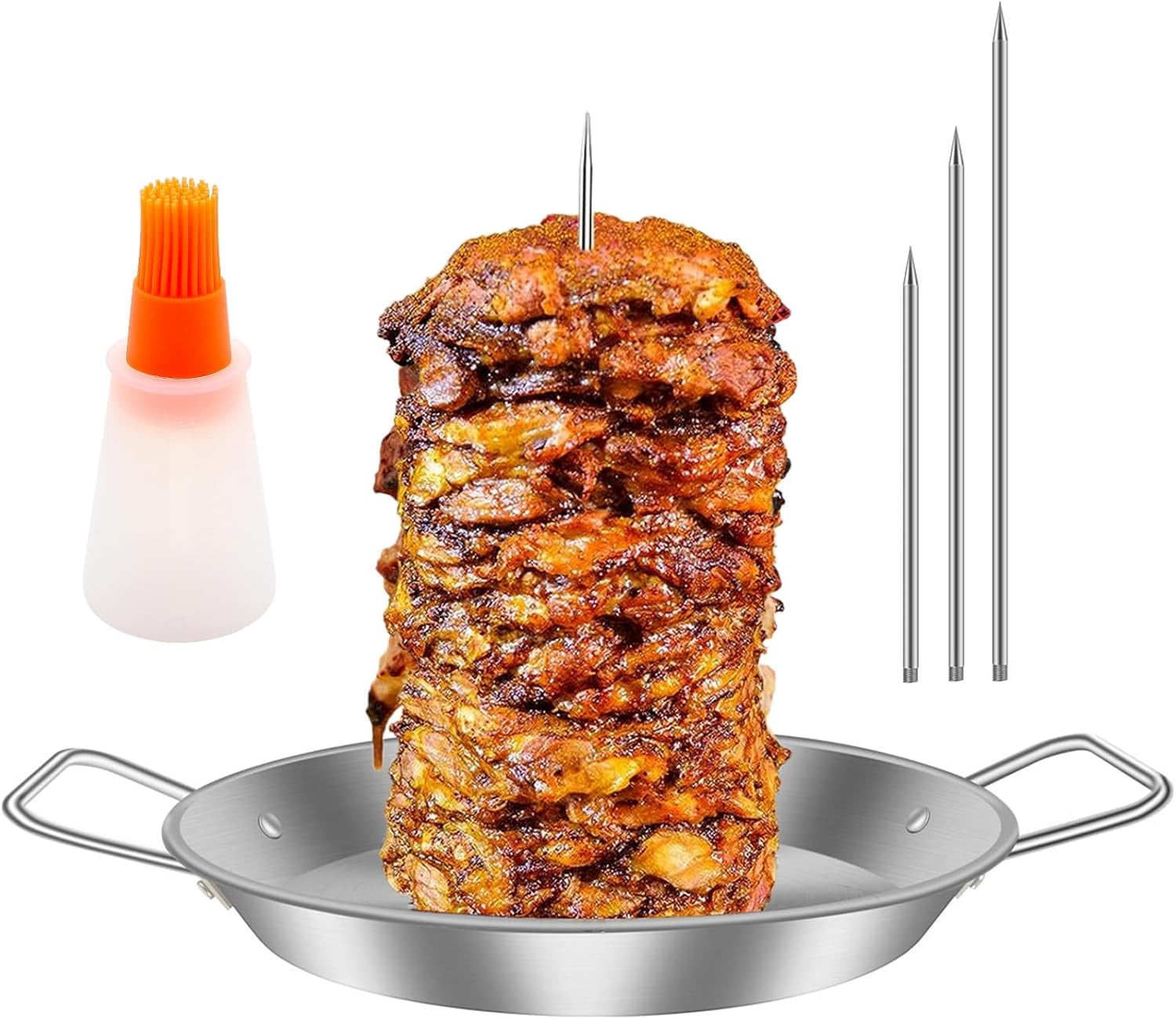 Vertical Meat Skewer, Stainless Steel BBQ Vertical Skewer Grill w/ 3 ...