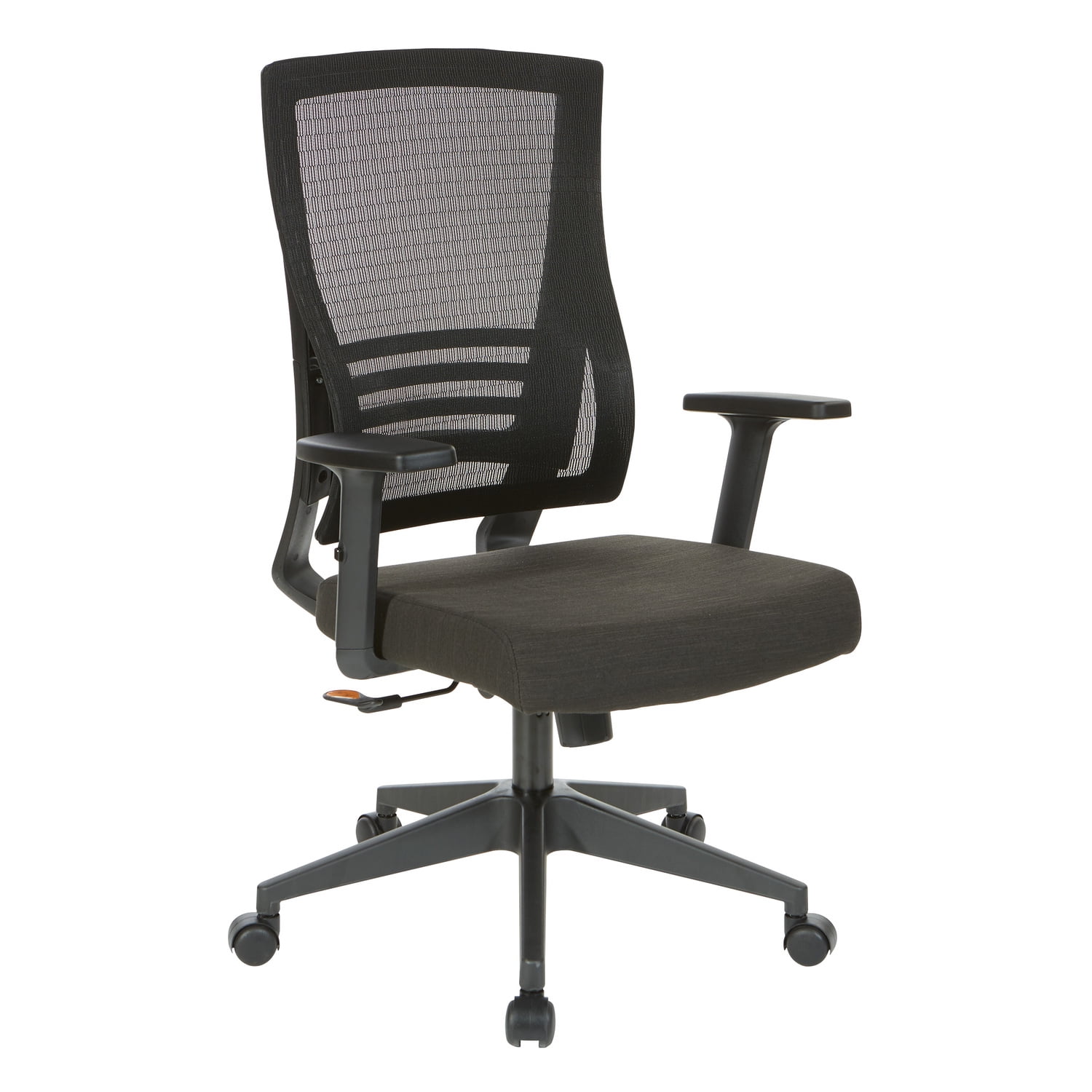 Vertical Mesh Back Chair in Black Frame with Black Linen Fabric Seat ...