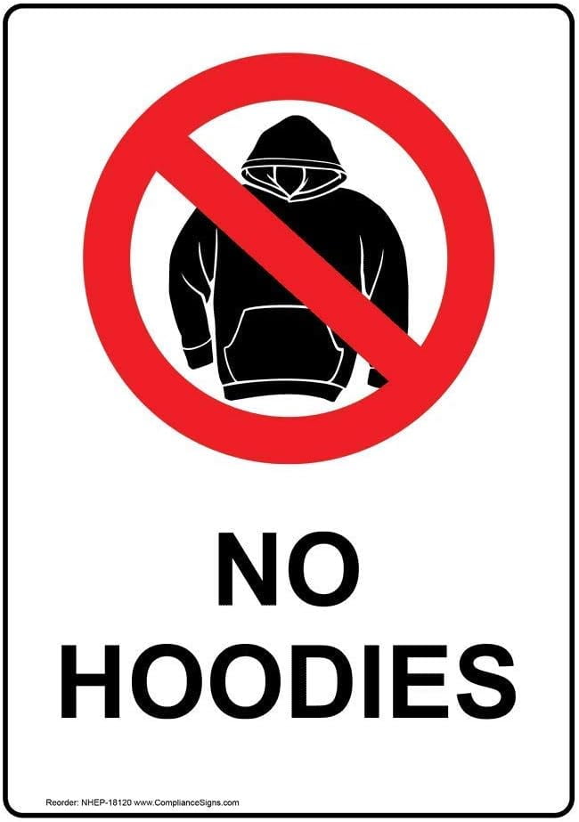 Vertical Metal No Hoodies Tin Sign 8" x 12" with English Text and ...