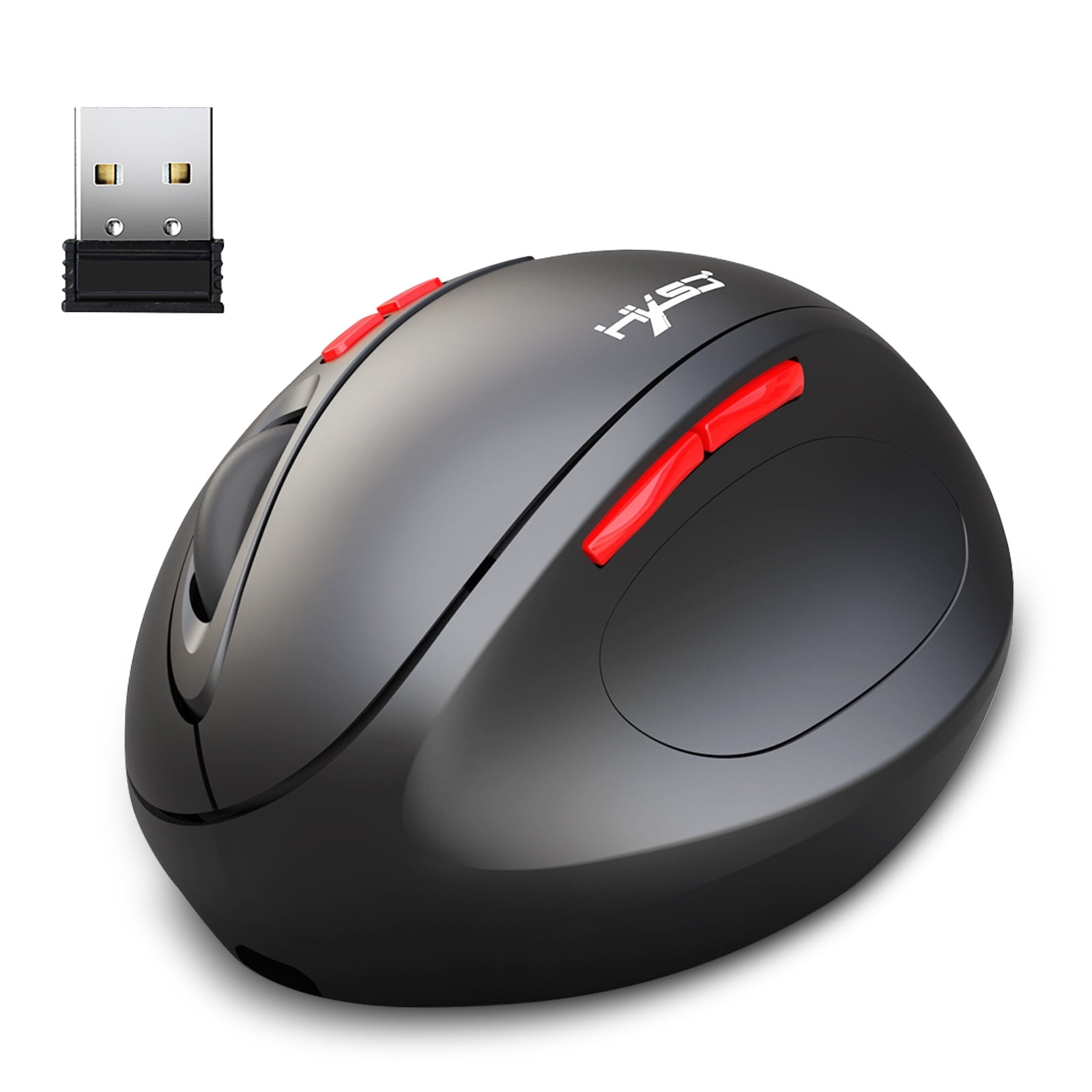EEEkit Vertical Ergonomic Wireless Mouse, Rechargeable, 2400 DPI, 7 Silent Buttons, Black ...