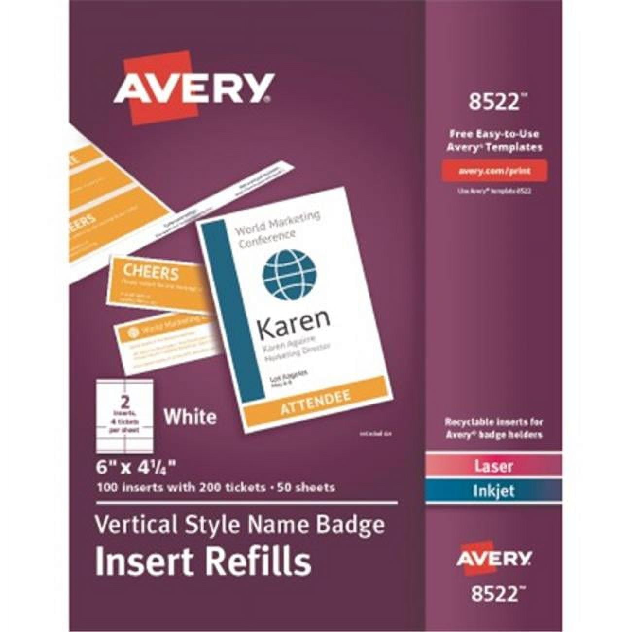 Vertical Name Badge & Ticket Inserts, White - Walmart.com