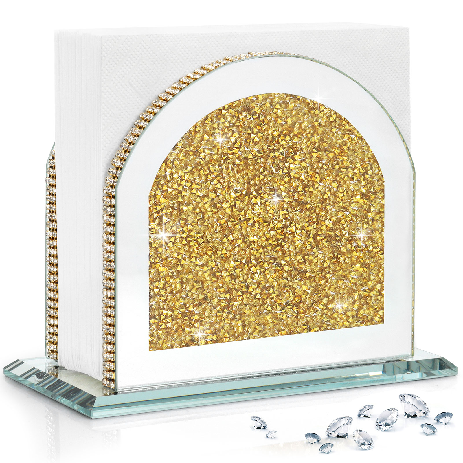 Vertical Napkin Holder -Mirror Crystal Crushed Diamond Napkin Holder ...