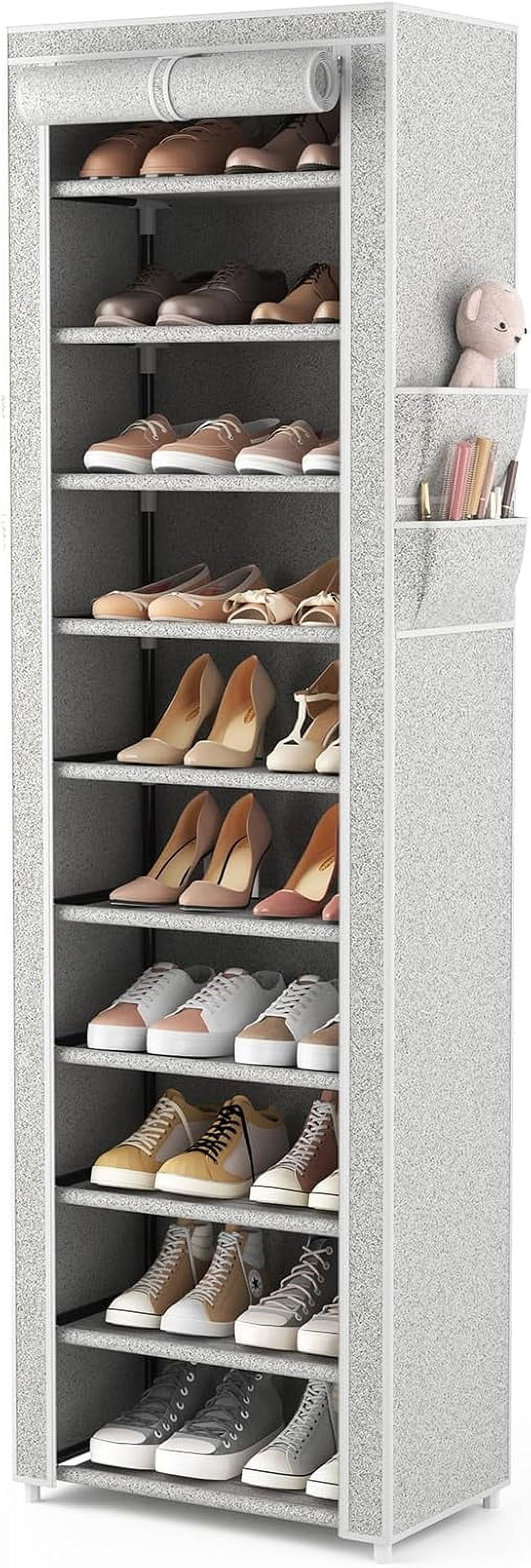 Vertical Narrow Shoe Rack Organizer, 10-Tier Tall Shoe Storage Cabinet ...