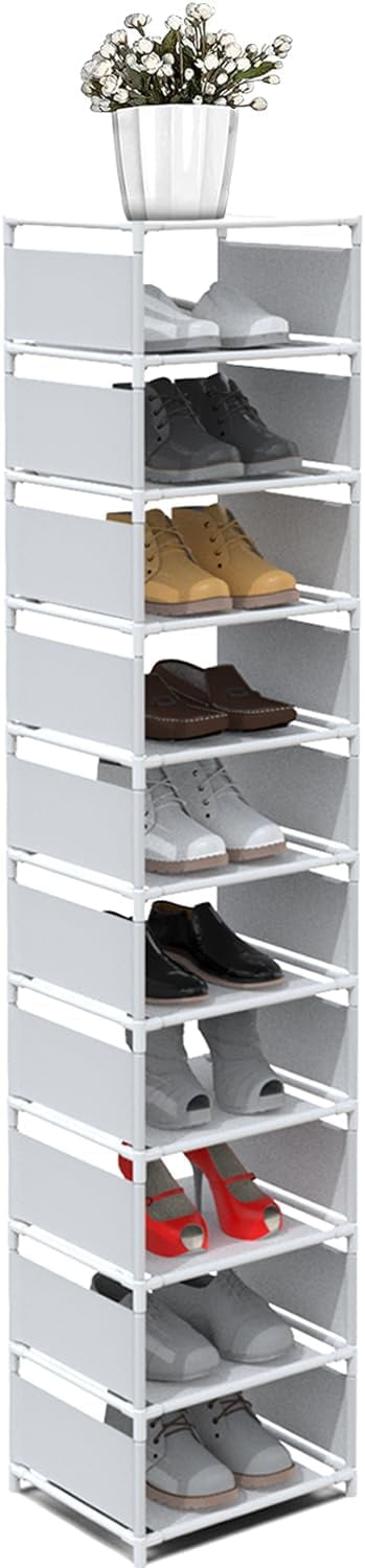 Vertical Narrow Tall Shoe Rack for Front Door Entryway, 10 Tier Sturdy ...