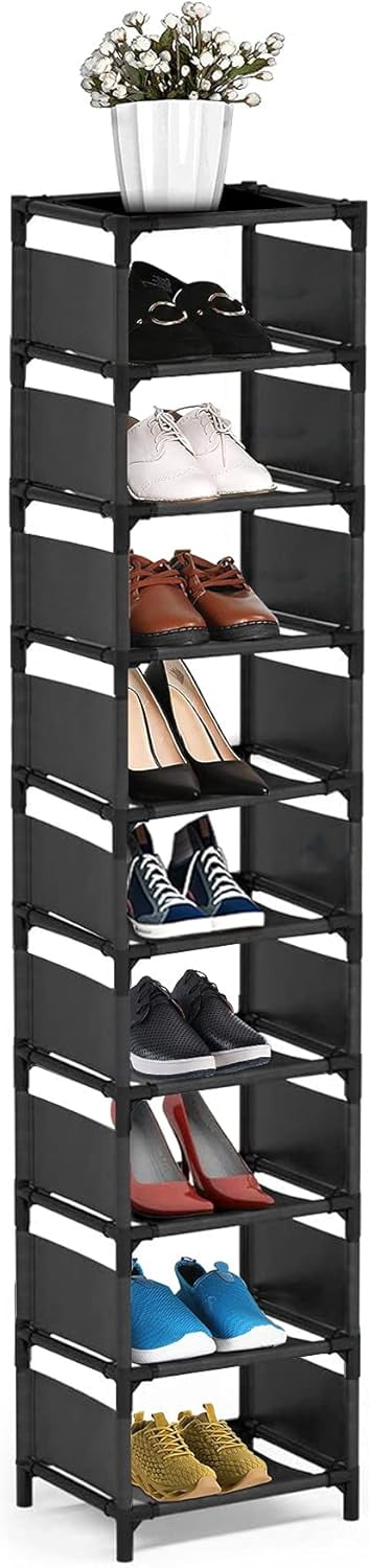 Vertical Narrow Tall Shoe Rack for Front Door Entryway, 10 Tier Sturdy ...
