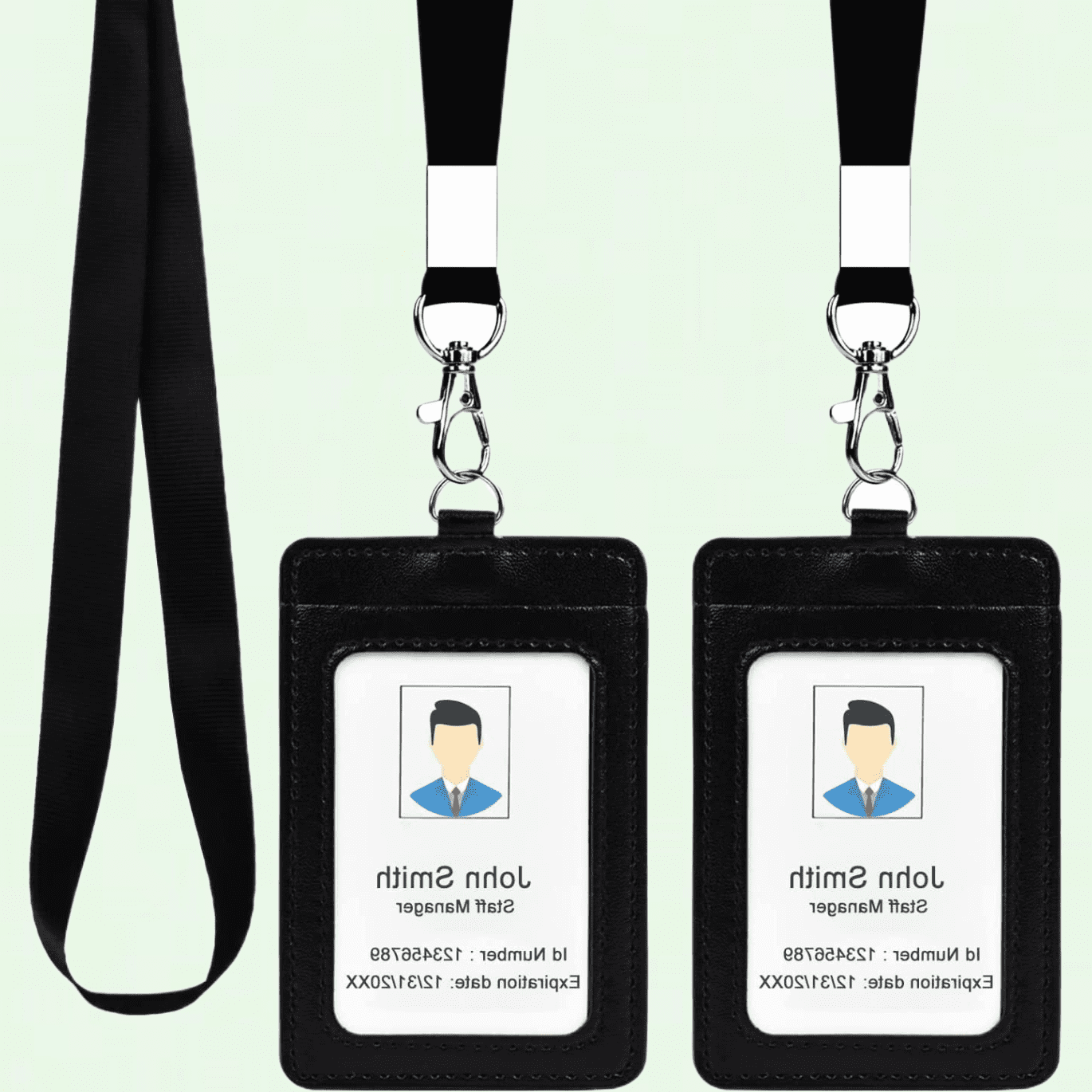 Vertical PU Leather Badge Holder with Clear ID Window and Credit Card ...
