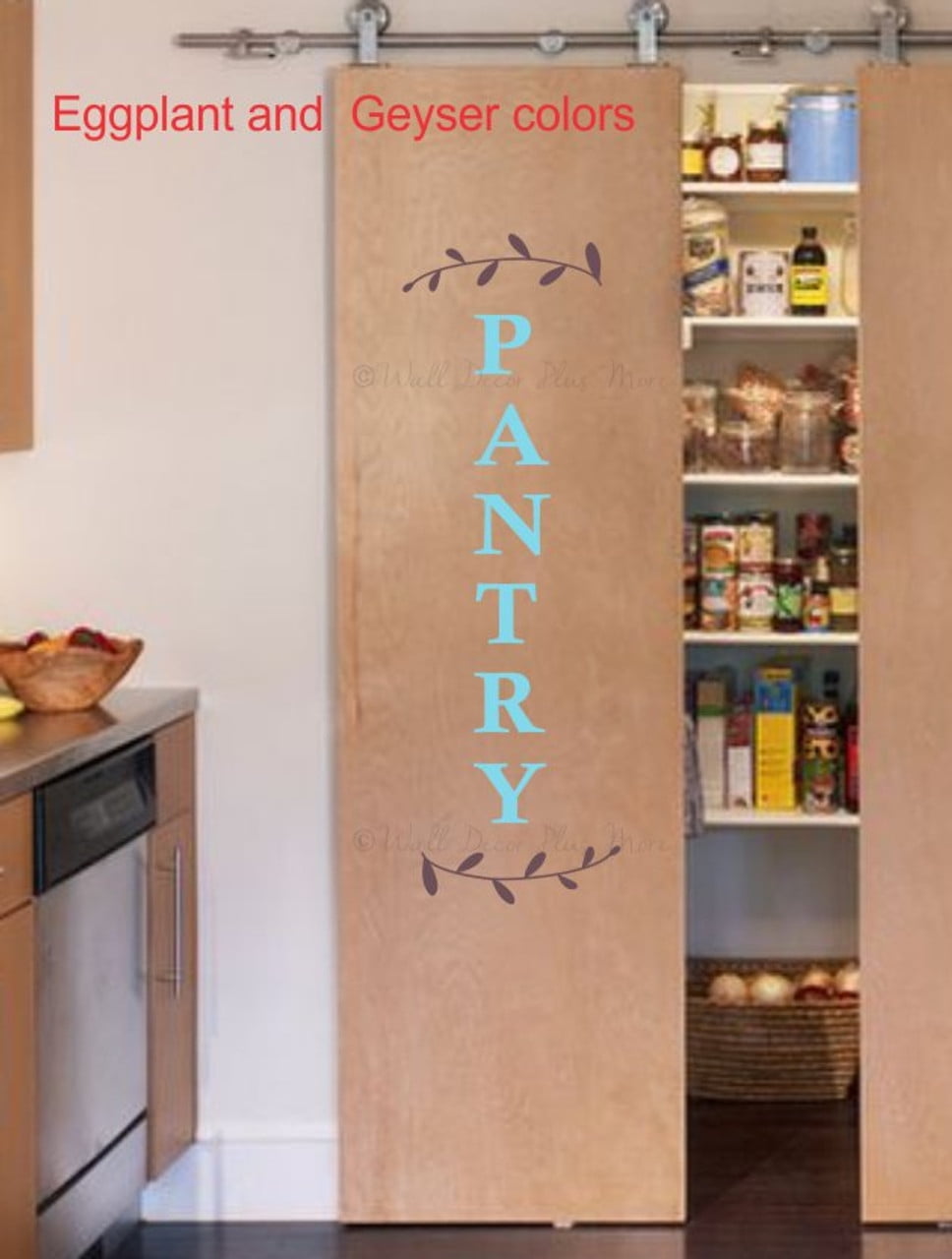 Vertical Pantry Decal Sticker Laurel Wreath Kitchen Wall Stickers ...