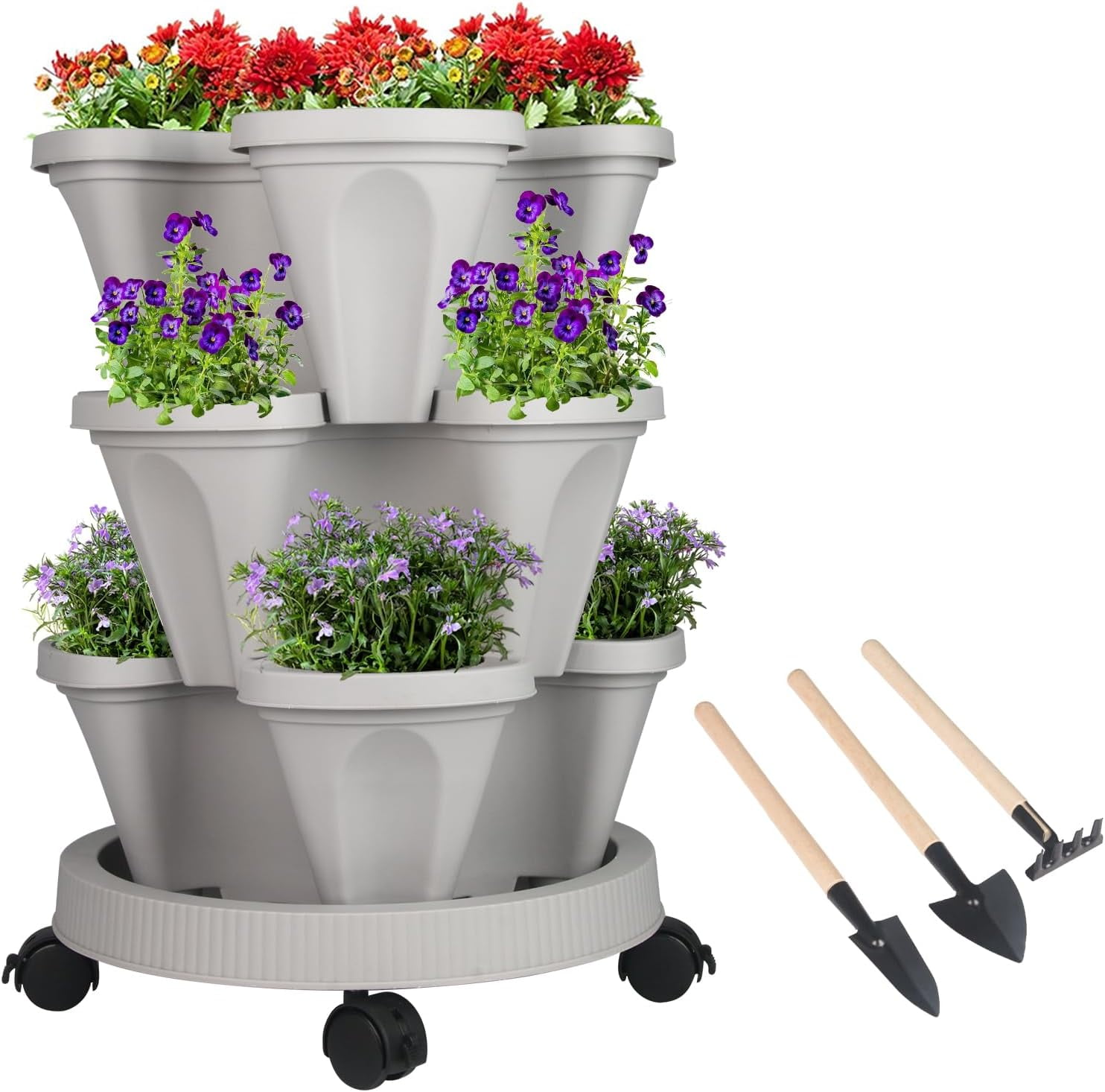 Vertical Planter 3 Tier Stackable Planters Garden Planters Strawberry ...