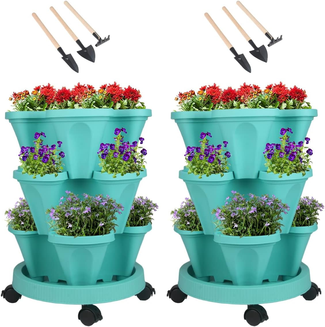 Vertical Planter 3 Tier Stackable Planters Garden Planters Strawberry ...