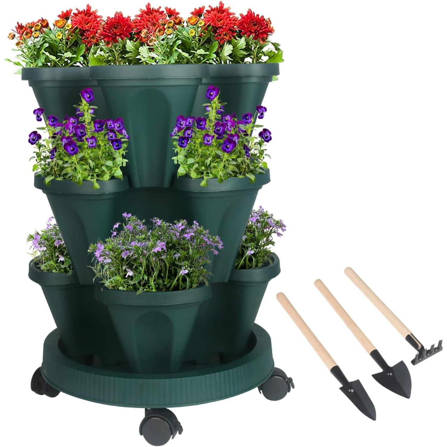 Vertical Planter 3 Tier Stackable Planters Garden Planters Strawberry ...