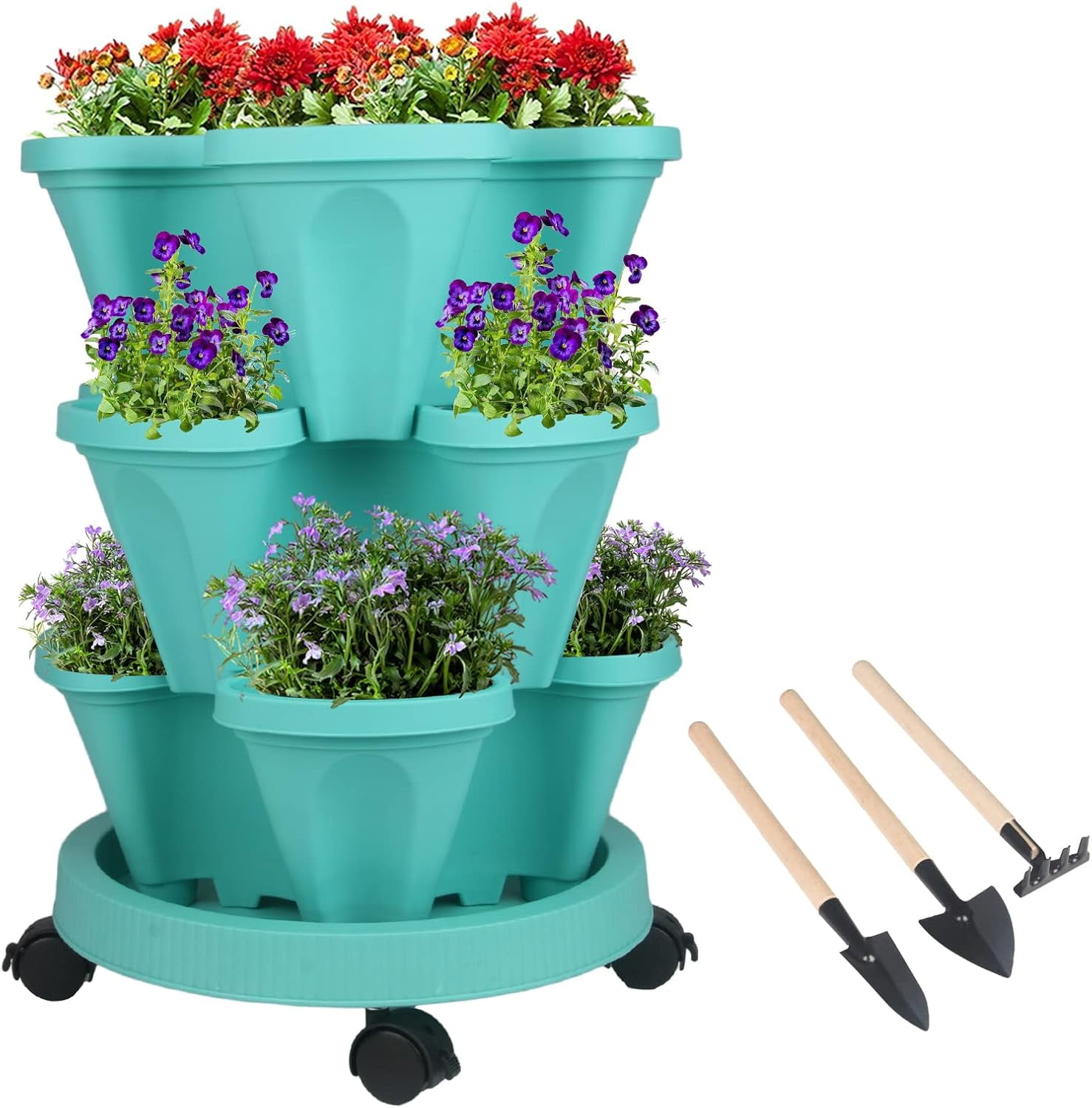 Vertical Planter 3 Tier Stackable Planters Garden Planters Strawberry ...