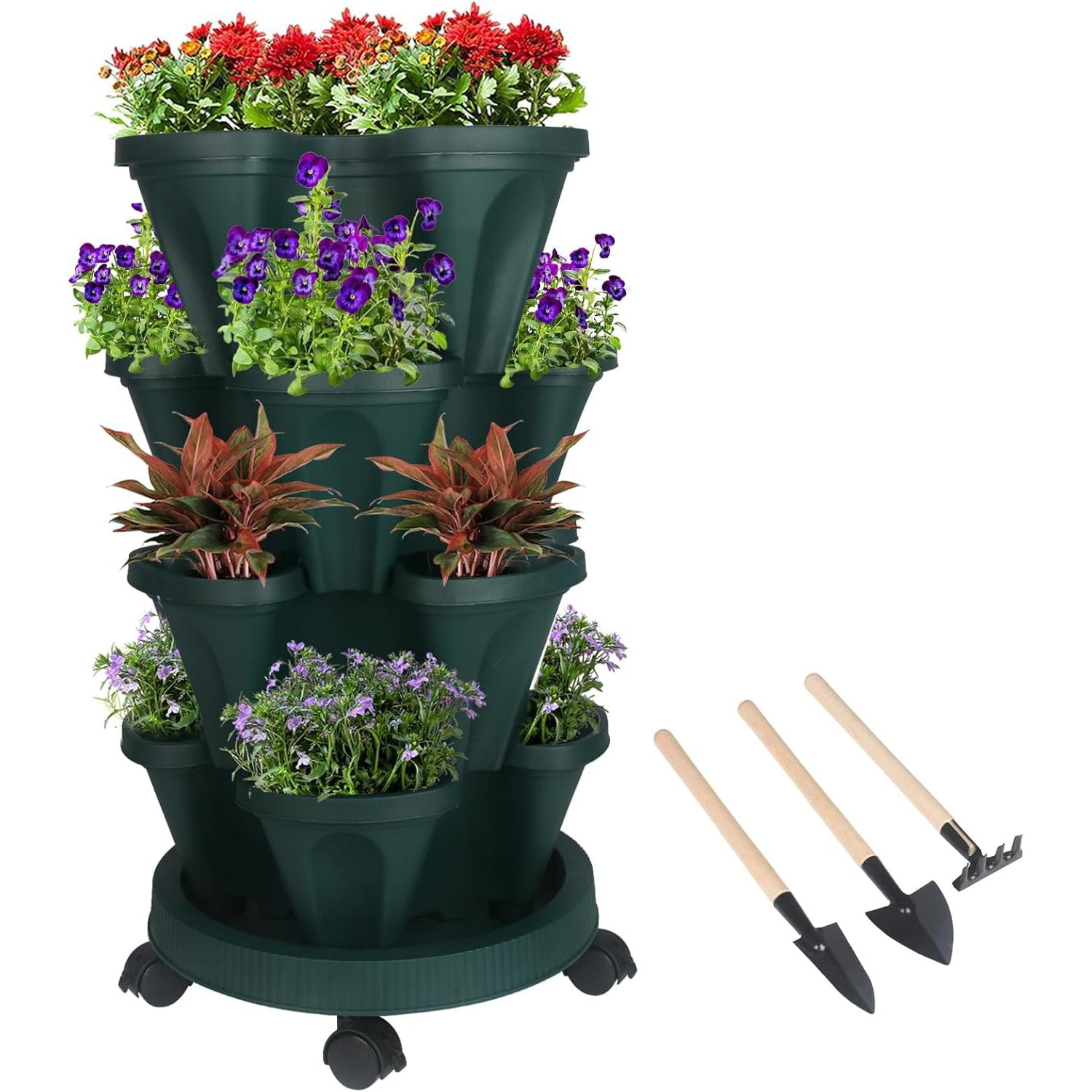 Vertical Planter 4 Tier Stackable Planters Garden Planters Strawberry ...